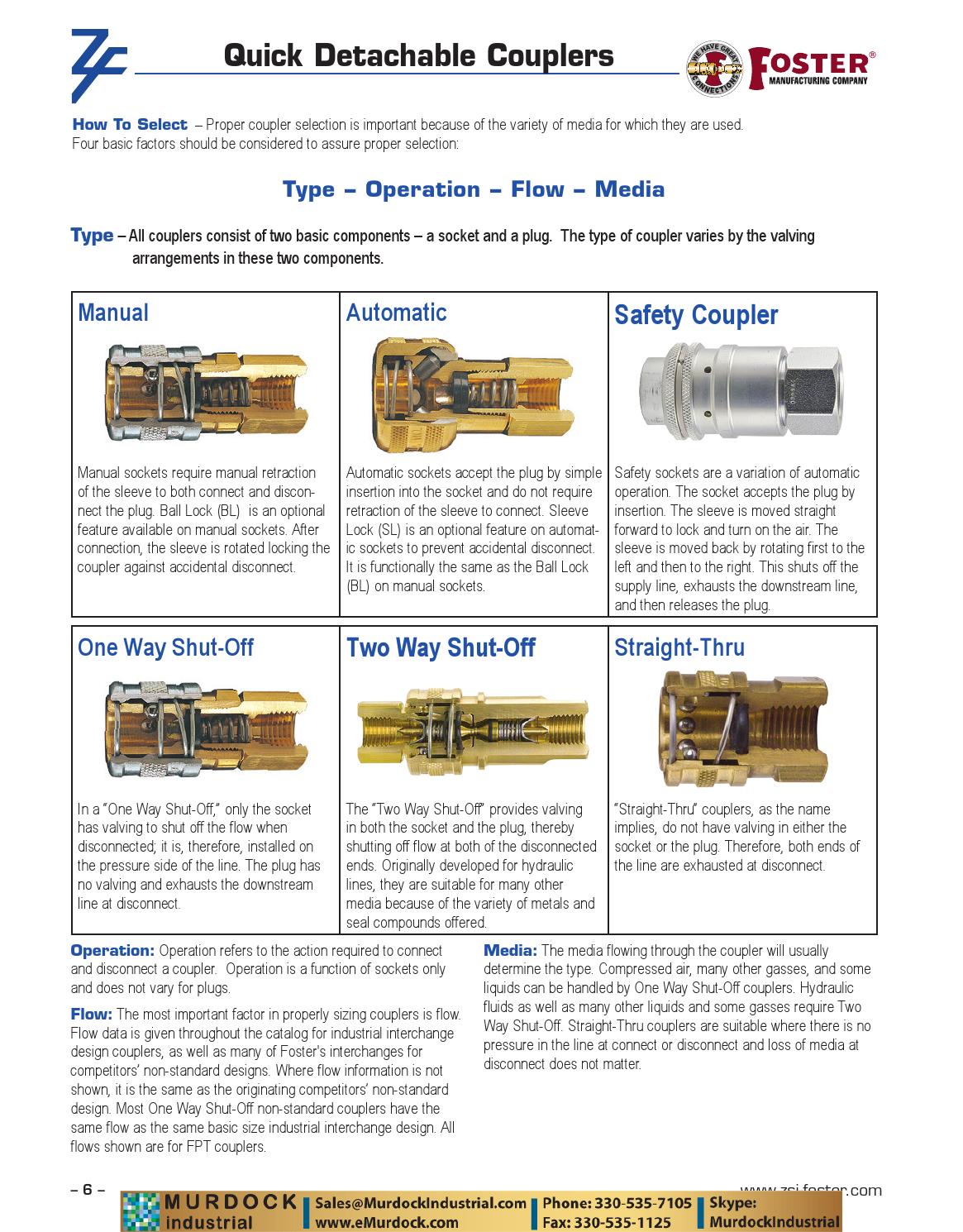 Foster zsi quick couplers catalog emurdock by Murdock Industrial - Issuu