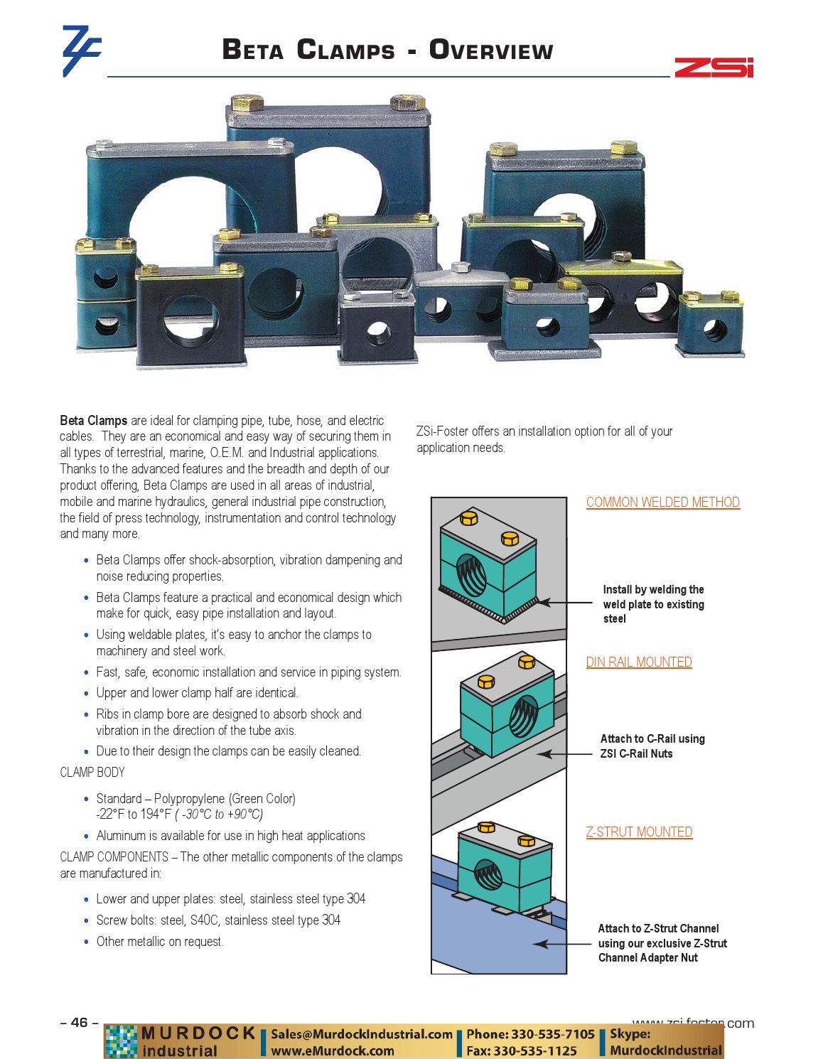 Zsi cushioned clamp routing support catalog 12 emurdock by Murdock ...