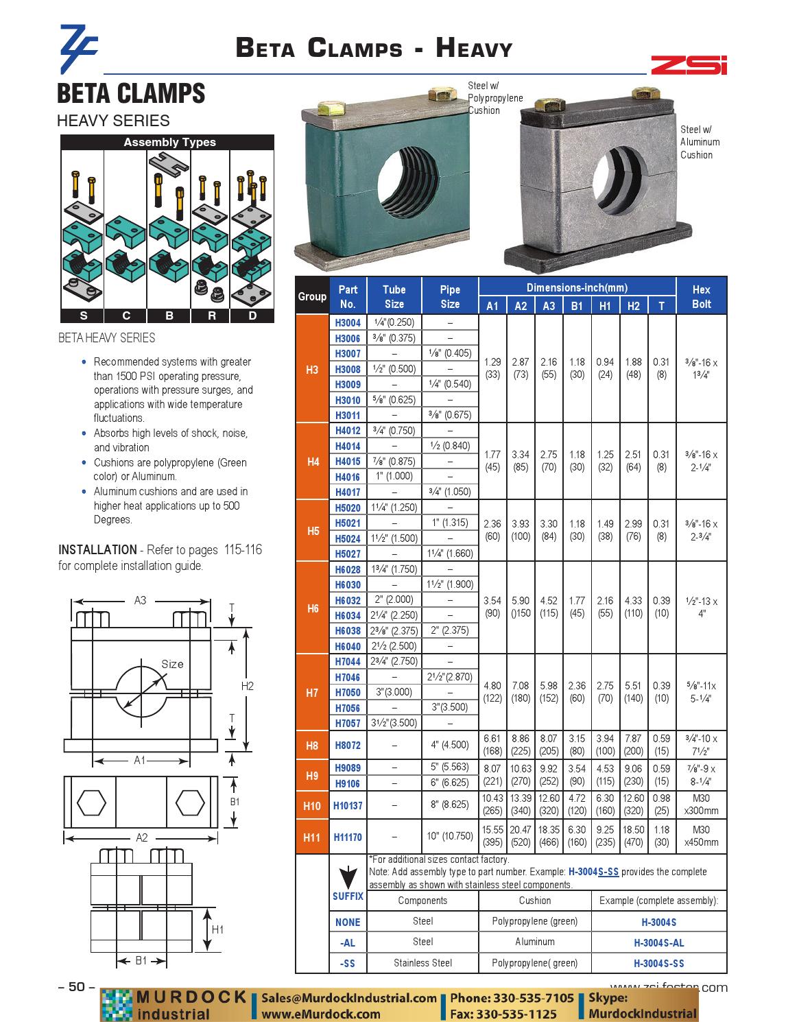 Zsi cushioned clamp routing support catalog 12 emurdock by Murdock ...