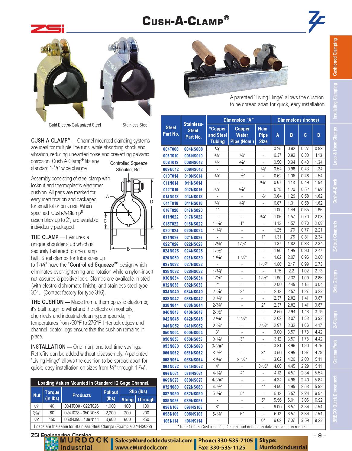 Zsi cushioned clamp routing support catalog 12 emurdock by Murdock ...