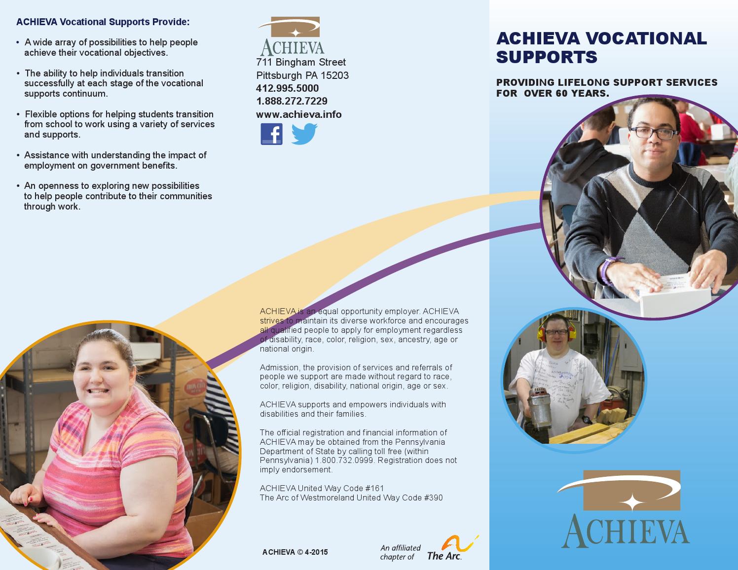 ACHIEVA Vocational Support by Achieva - Issuu