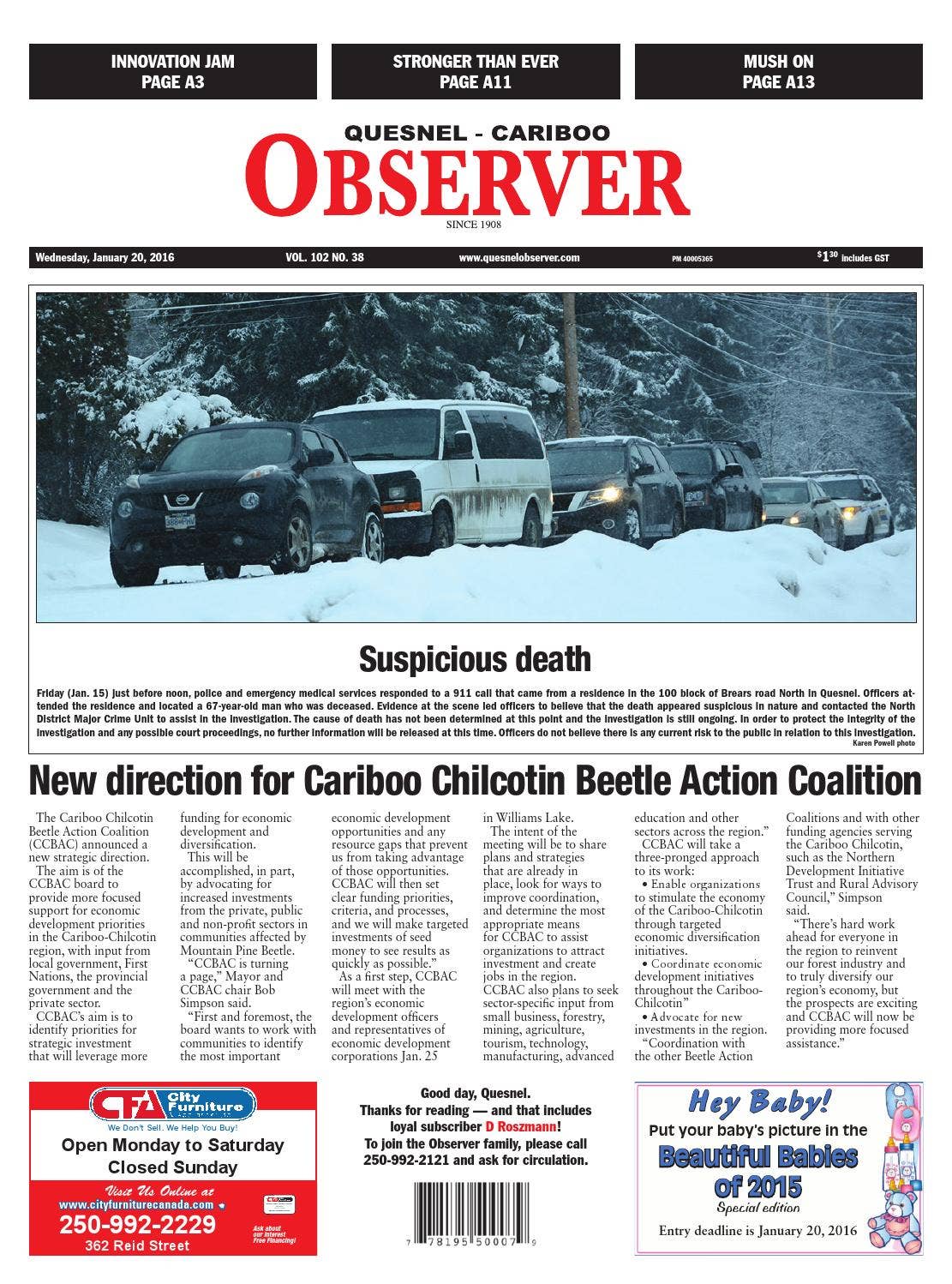 Quesnel Cariboo Observer, January 20, 2016 by Black Press Media Group ...