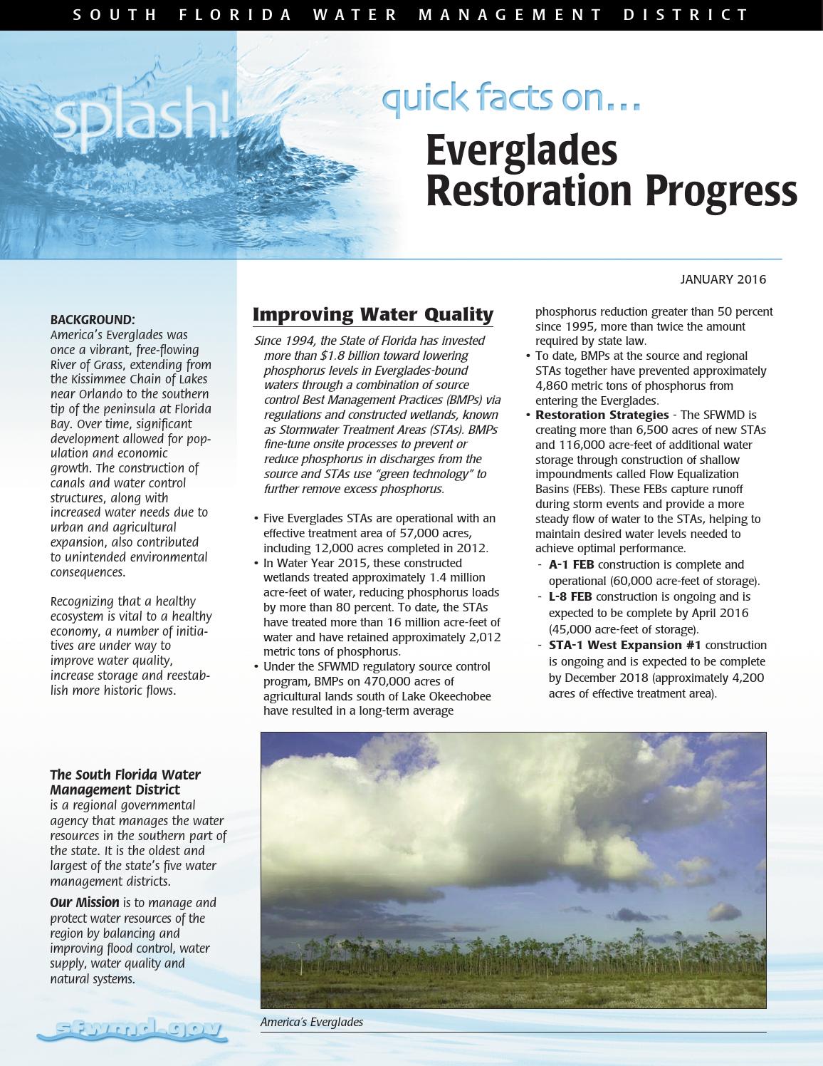 Quick Facts on Everglades Restoration Progress by South Florida Water ...