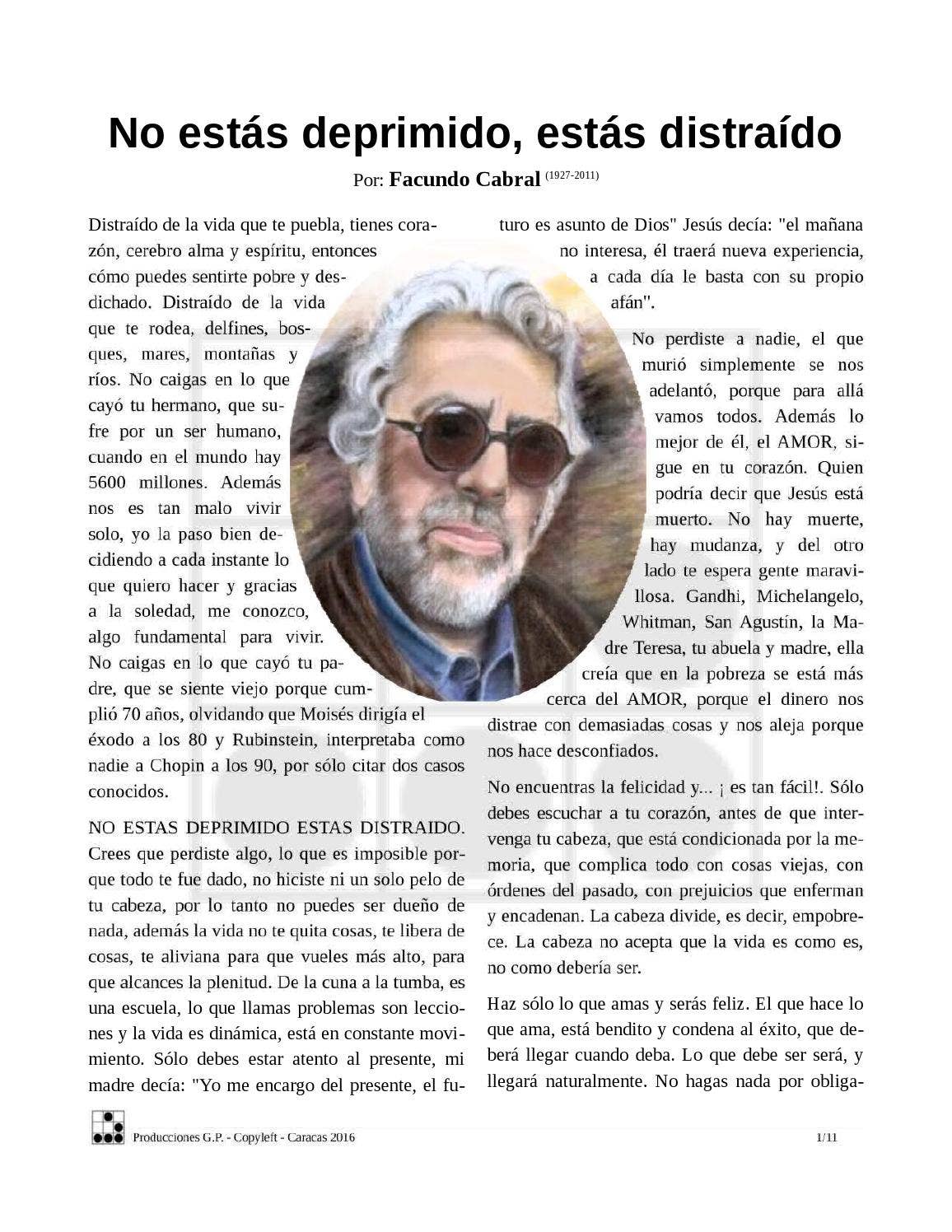 Facundo cabral (1927 2011) no estas deprimido, estás distraído by GUSTAVO PANTER - Issuu