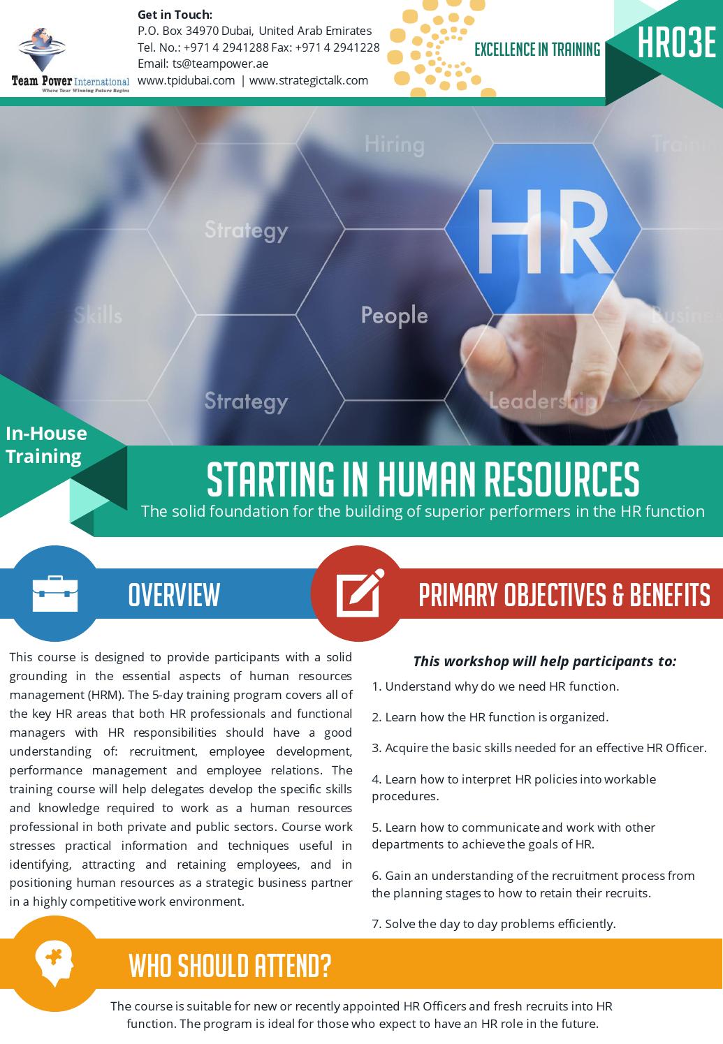 Starting in Human Resources In-house Training by Team Power ...
