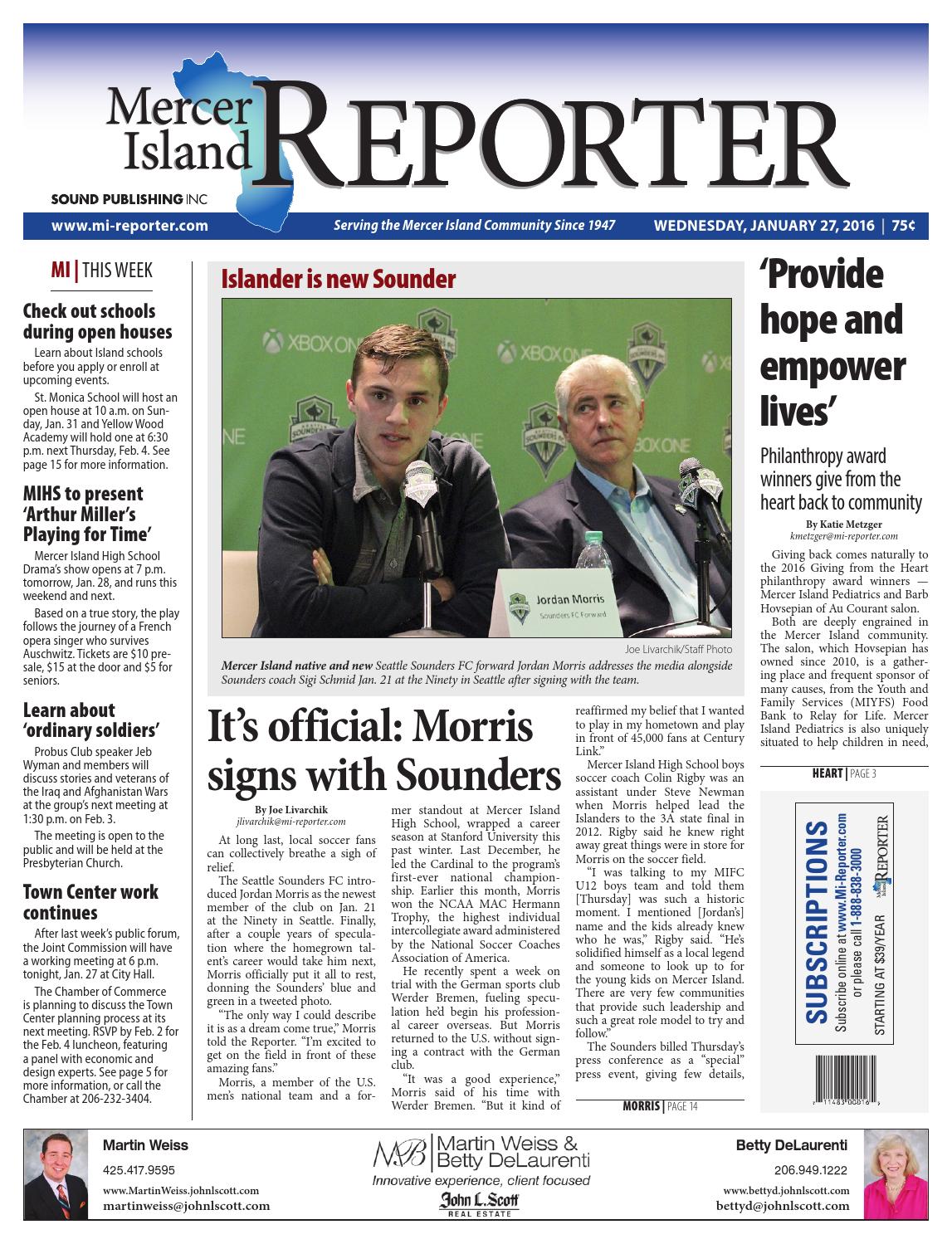 Mercer Island Reporter, January 27, 2016 by Sound Publishing - Issuu