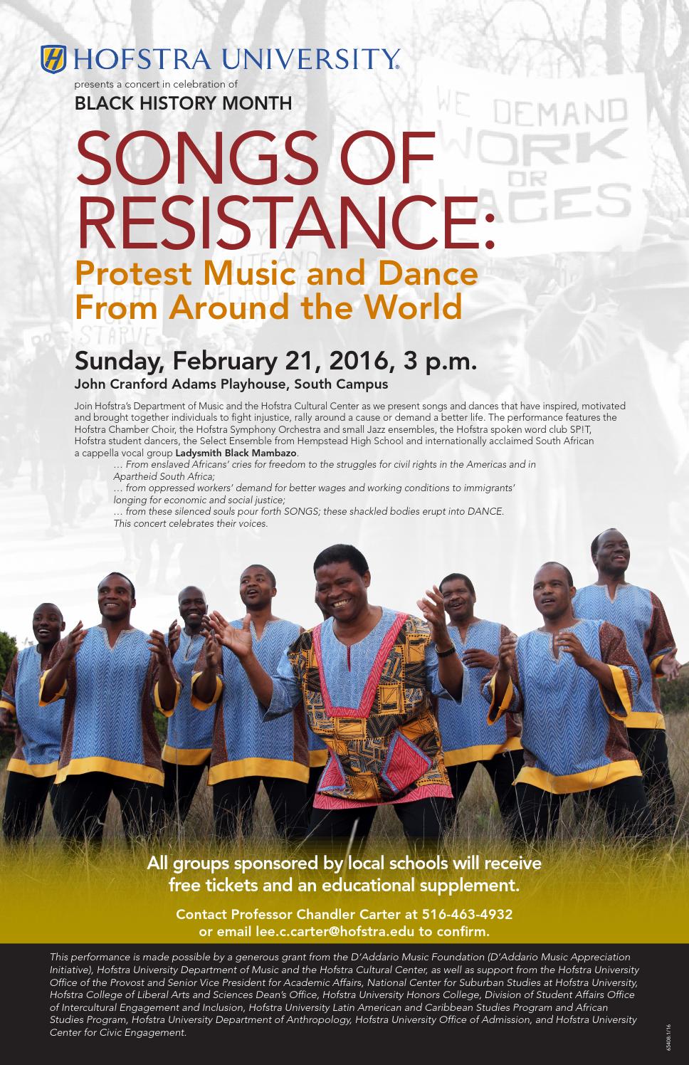 Black History Month-Songs of Resistance by Hofstra University - Issuu
