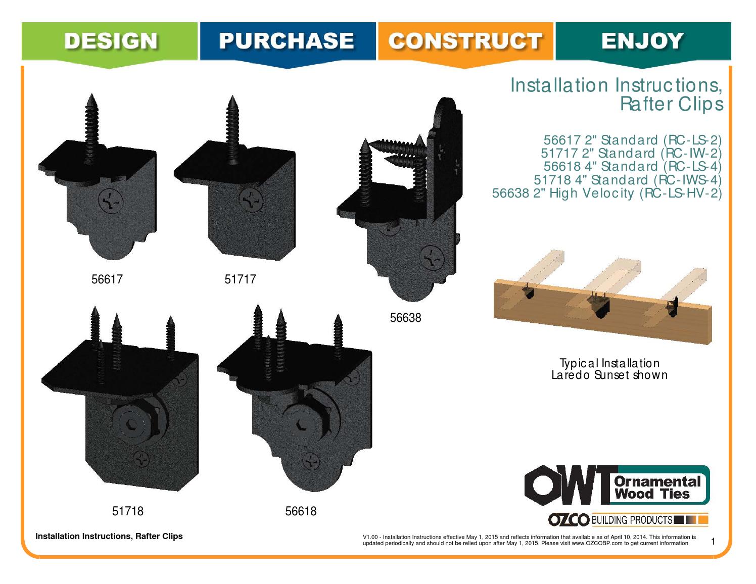 Installation Instructions Rafter Clips (517-56617-18, 38) by OZCO ...