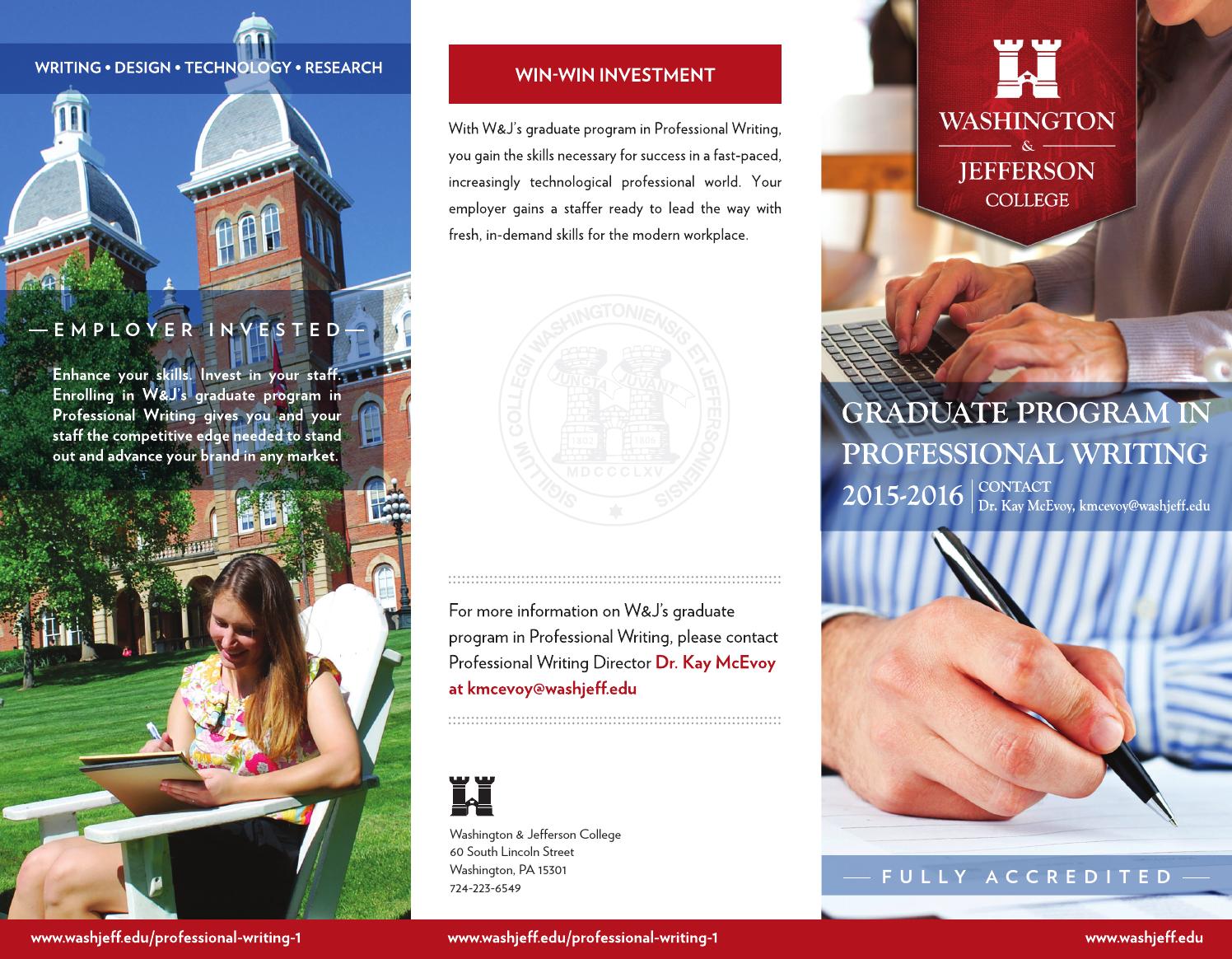 W&J's Professional Writing Program Brochure by Washington & Jefferson ...
