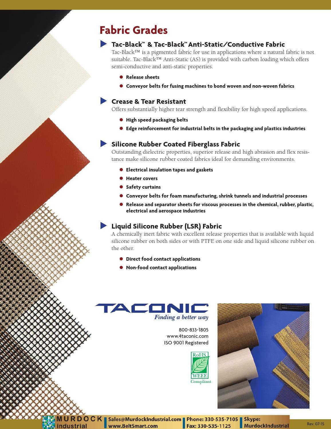 Taconic industrial ptfe adhesive tapes silicone belts fabrics teflon ...