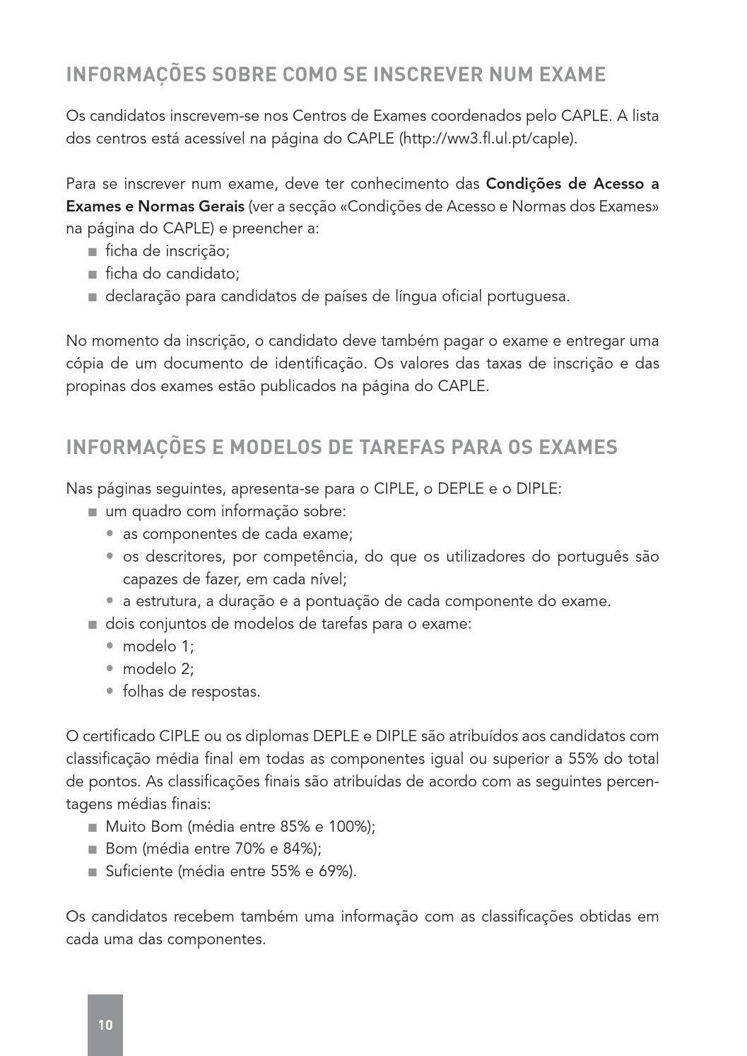 Exames de Português CAPLE-UL: CIPLE, DEPLE, DIPLE by Grupo Lidel - Issuu