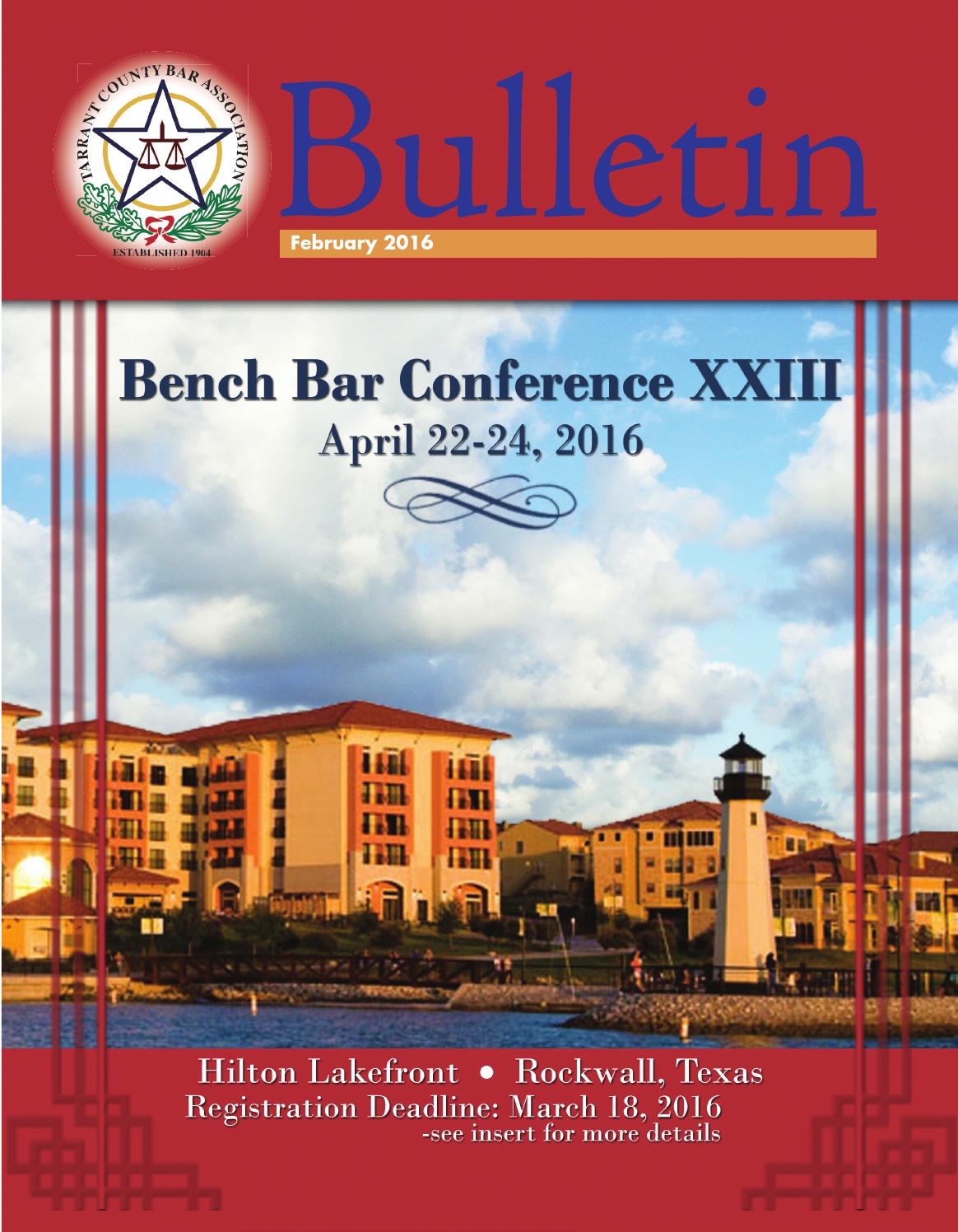 Tarrant County Bar Association February 2016 Bar Bulletin by Tarrant ...