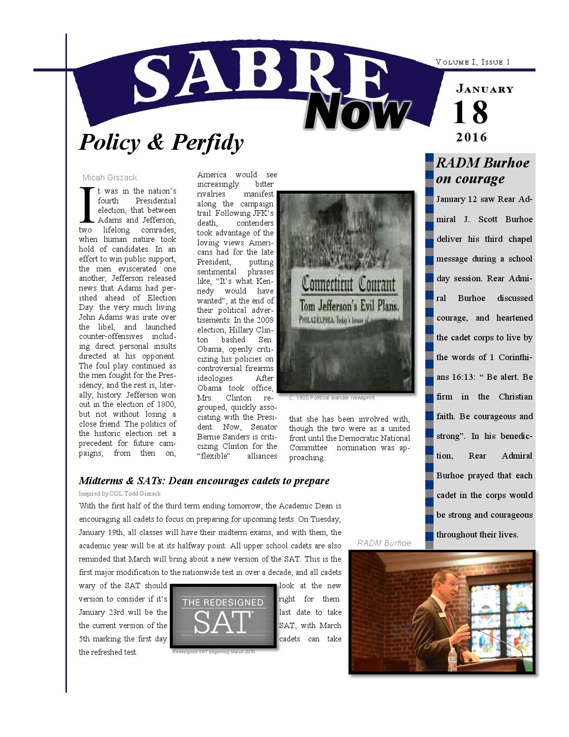 Sabre Now - Volume 1 - January 18, 2016 by Fork Union Military Academy ...