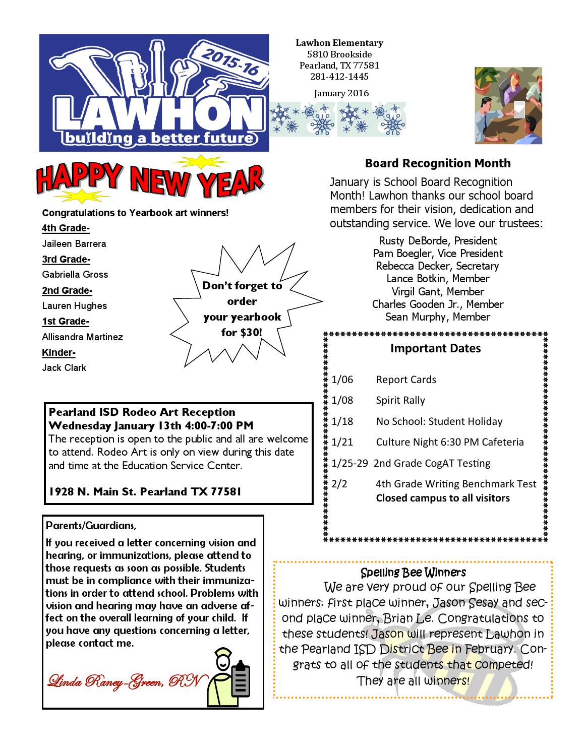 Lawhon Elementary Newsletter by Pearland ISD - Issuu