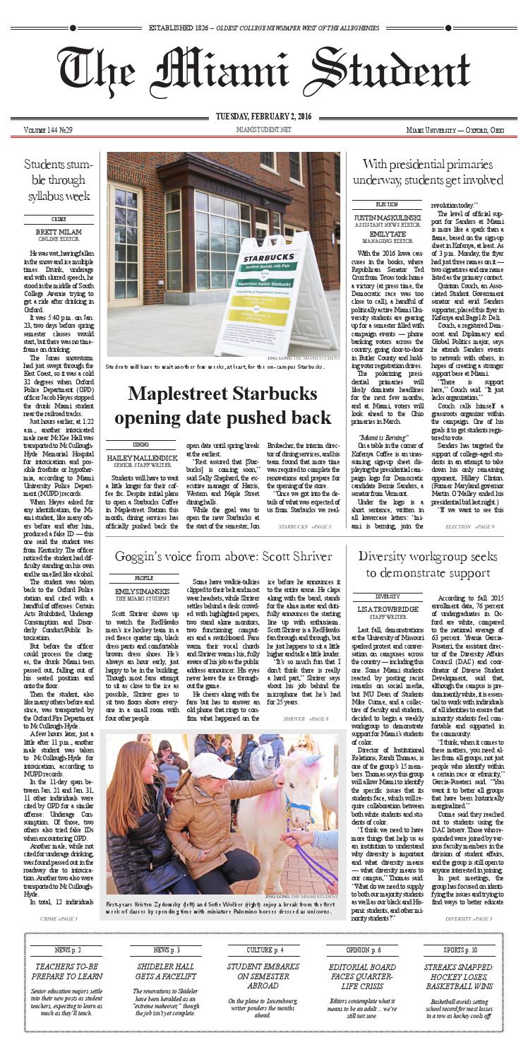 February 2, 2016 | The Miami Student by The Miami Student - Issuu