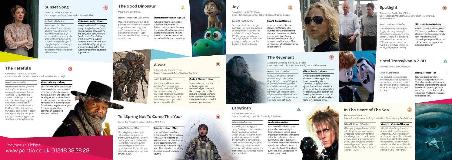 Pontio Cinema Feb 2016 / Ffilm Chwefror 2016 by Bangor University - Issuu