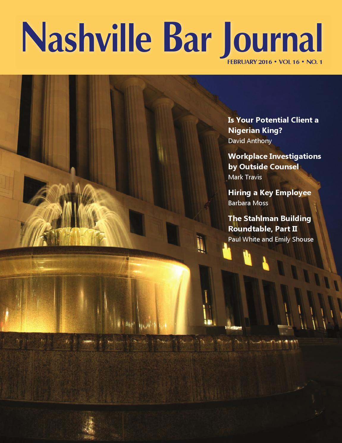 Nashville Bar Journal | February 2016 by Nashville Bar Association - Issuu