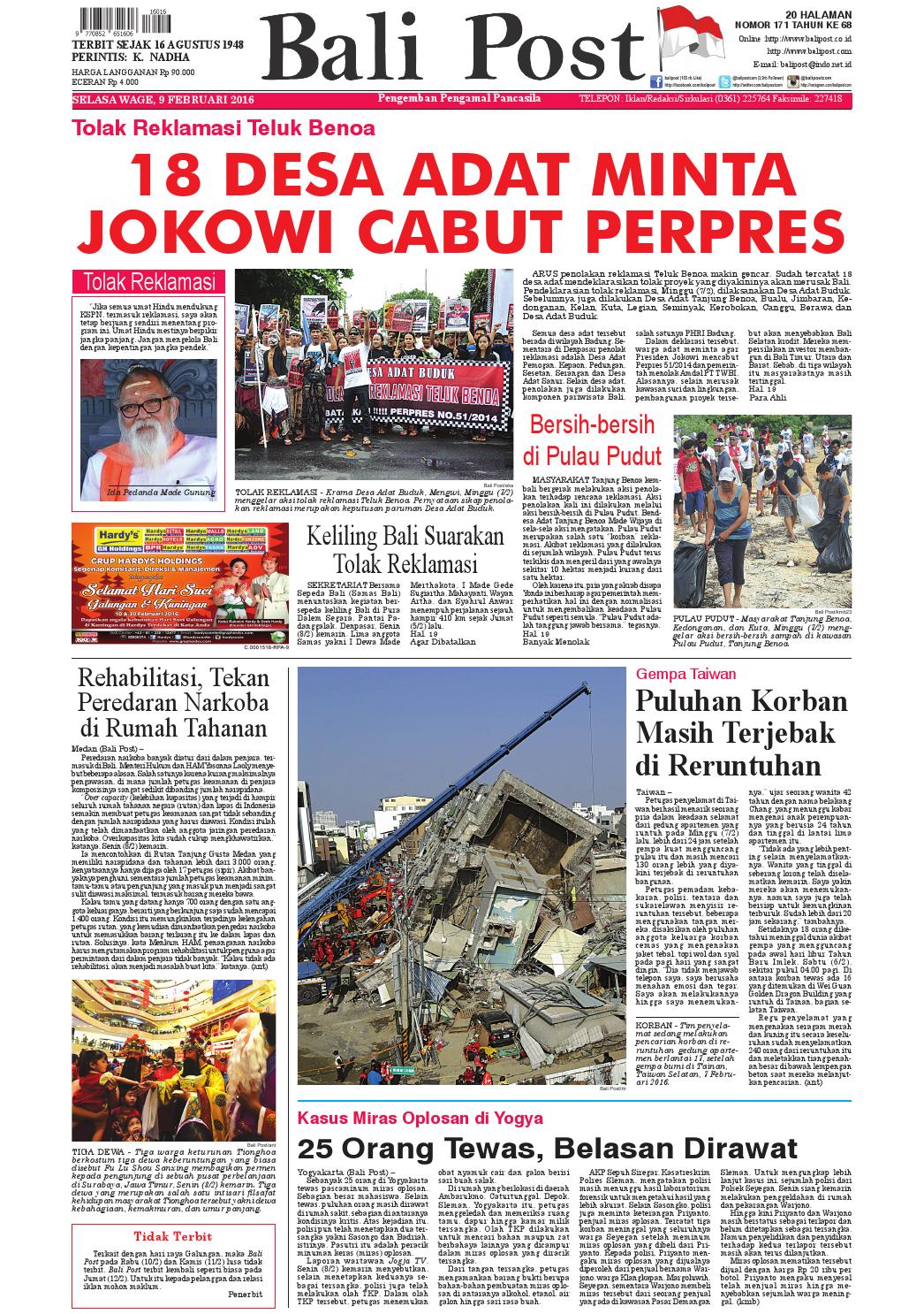 Edisi 09 Februari 2016 | Balipost.com by e-Paper KMB - Issuu