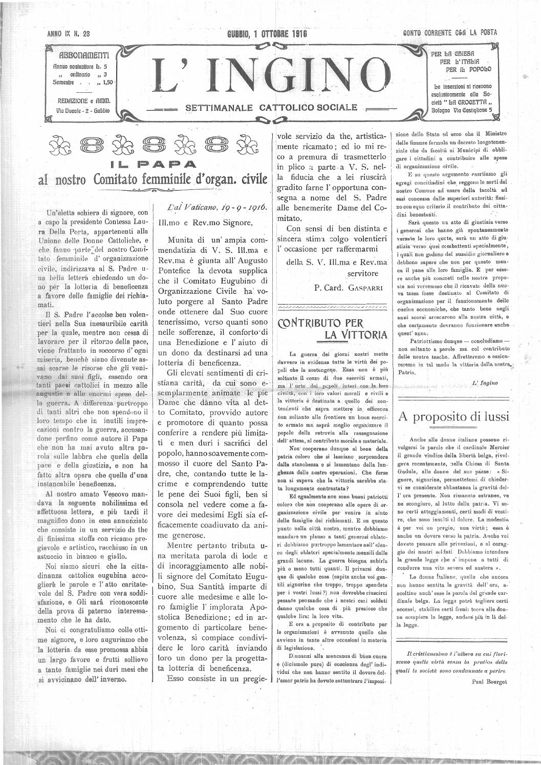 L'Ingino - N°23 del 01 10 1916 by Venerucci Comunicazione - Issuu