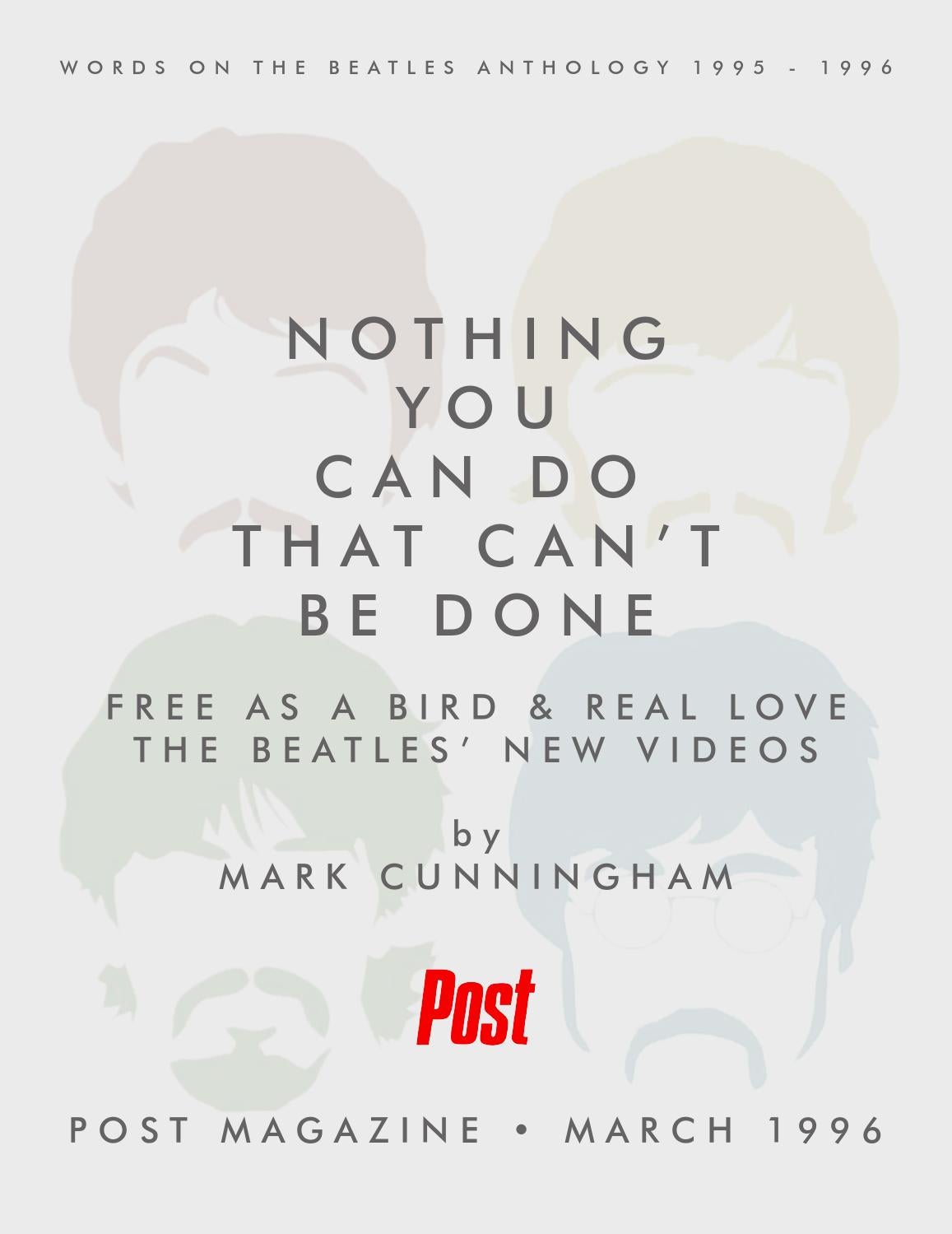 NOTHING YOU CAN DO THAT CAN T BE DONE 1996 By Mark Cunningham