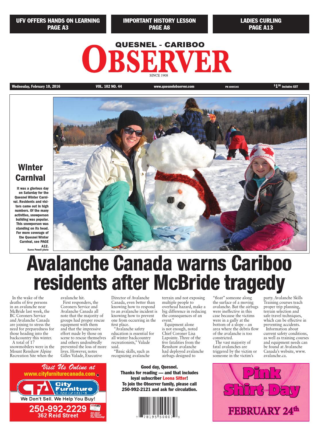 Quesnel Cariboo Observer, February 10, 2016 by Black Press Media Group ...