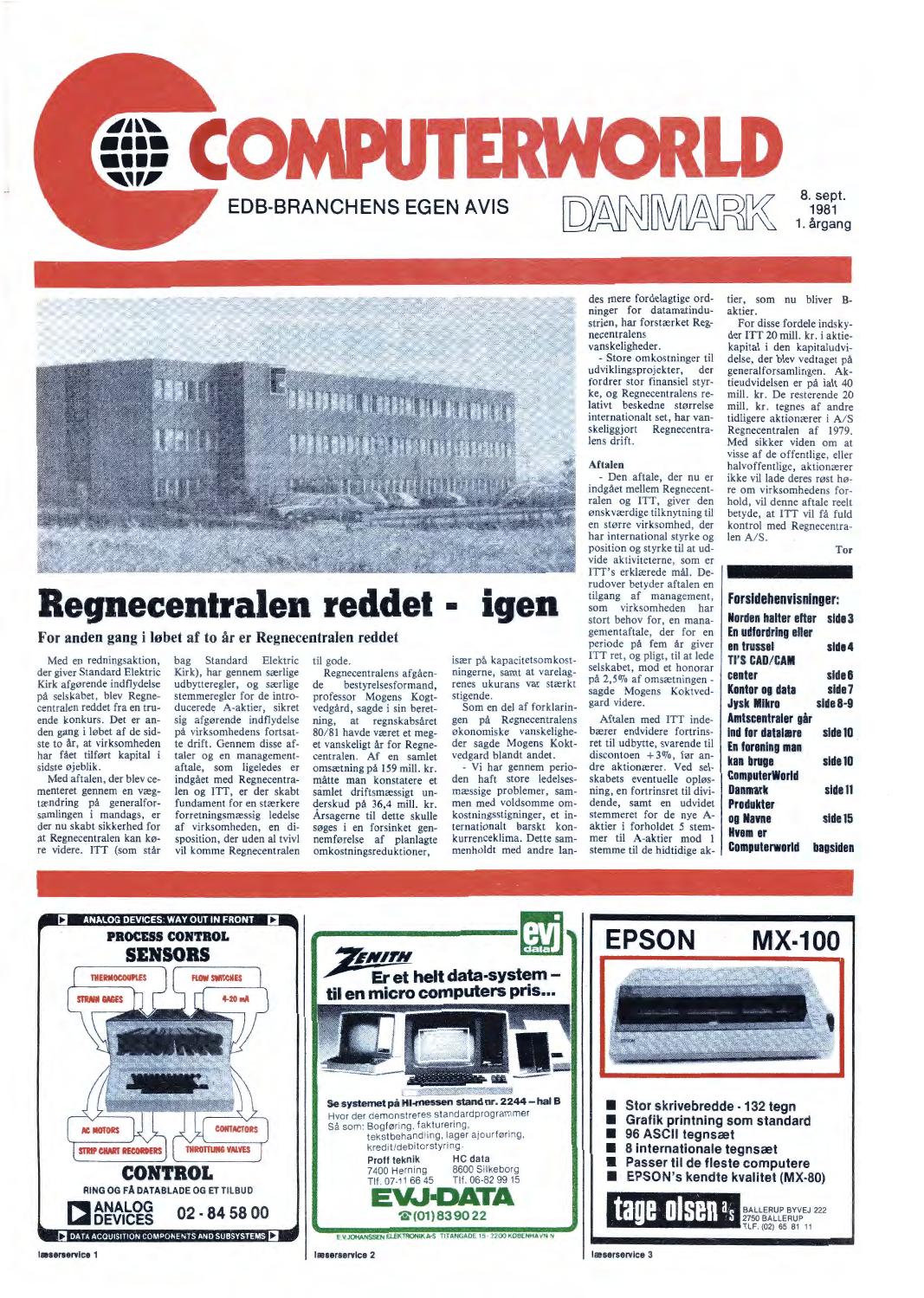 Computerworld 1. årgang, nr 1, 8. september 1981 by Computerworld A/S ...
