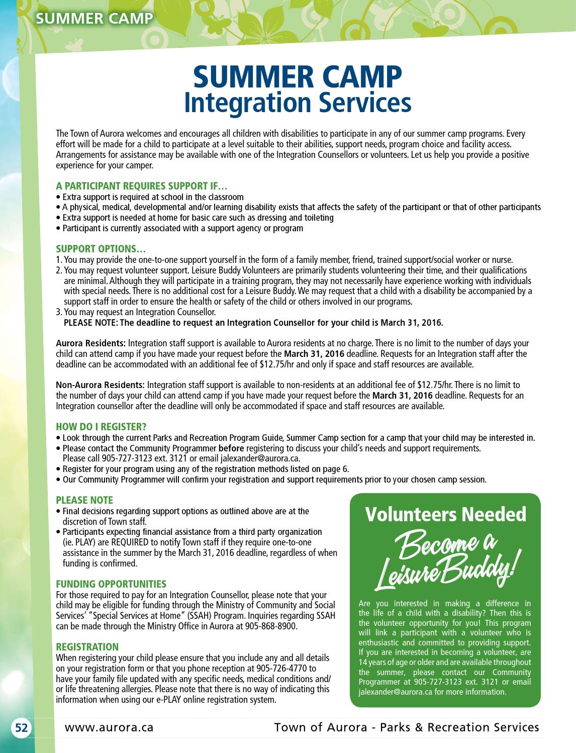 Town of Aurora Spring & Summer 2016 Program Guide by Town of Aurora - Issuu