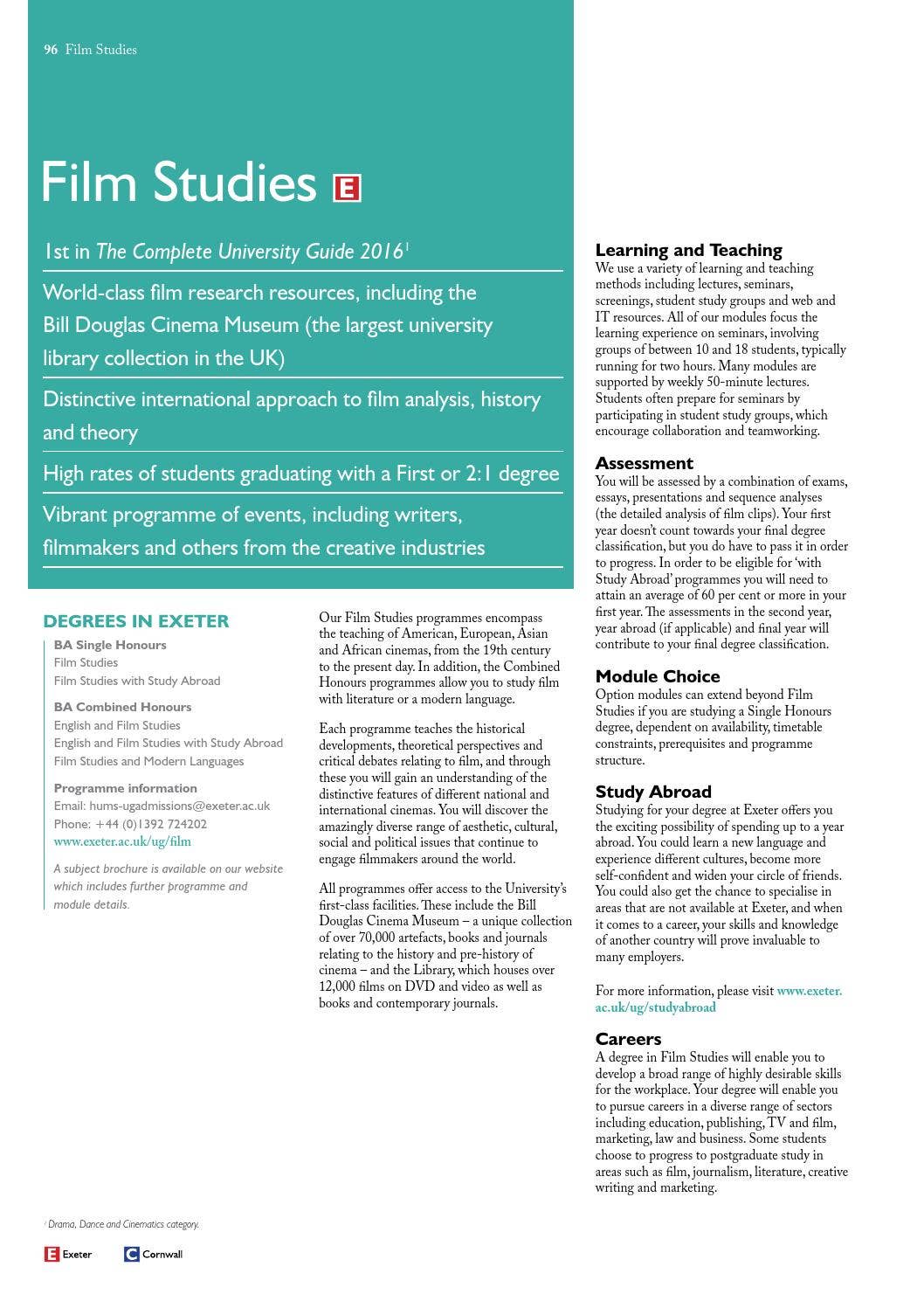 University of Exeter Undergraduate Prospectus 2017 by University of ...