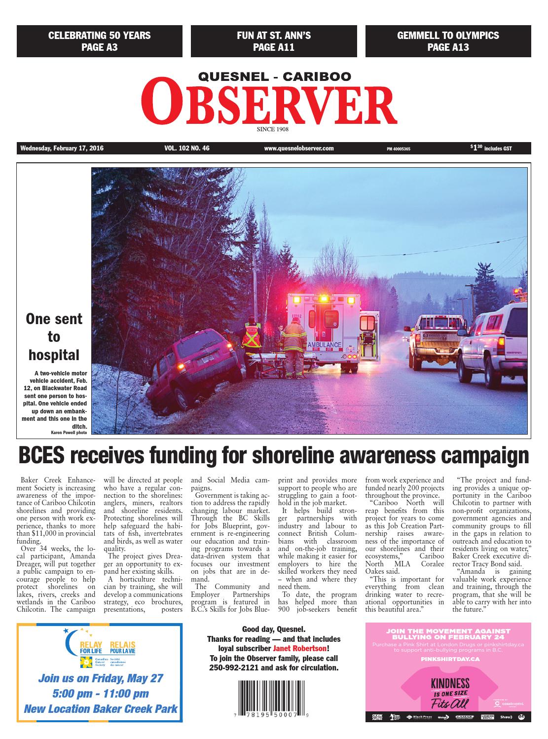 Quesnel Cariboo Observer, February 17, 2016 by Black Press Media Group ...