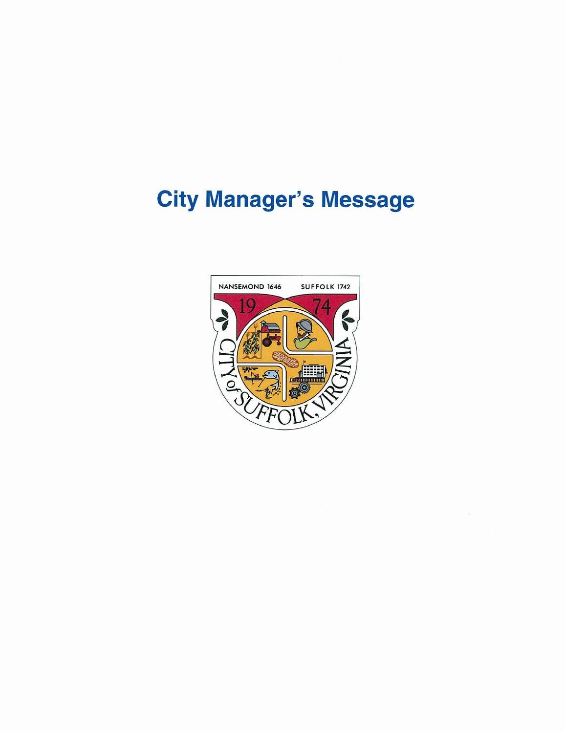 FY 2010/11 City Manager's Message and Budget Document Overview by City ...