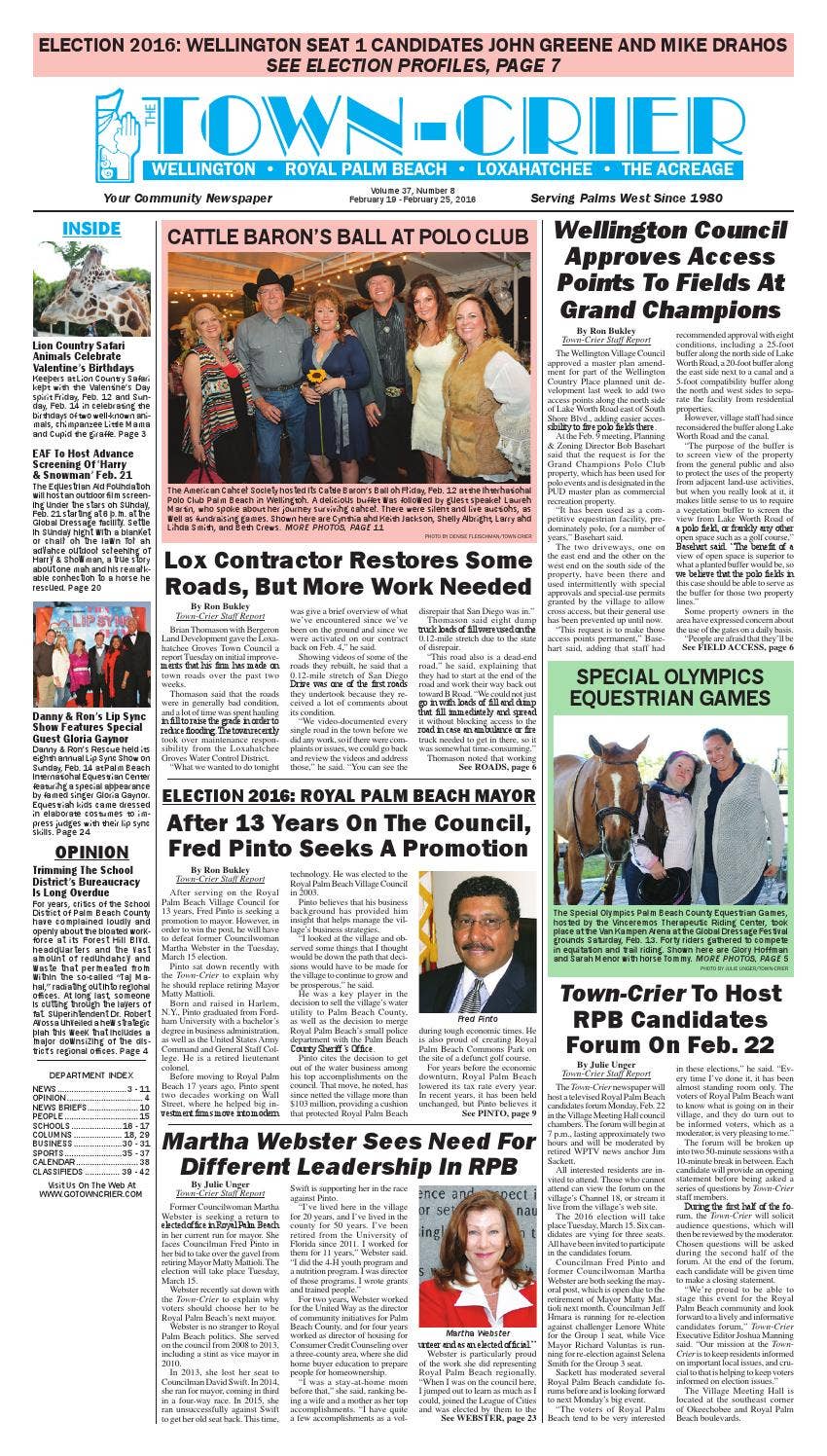 Town-Crier Newspaper February 19, 2016 by Wellington The Magazine LLC ...
