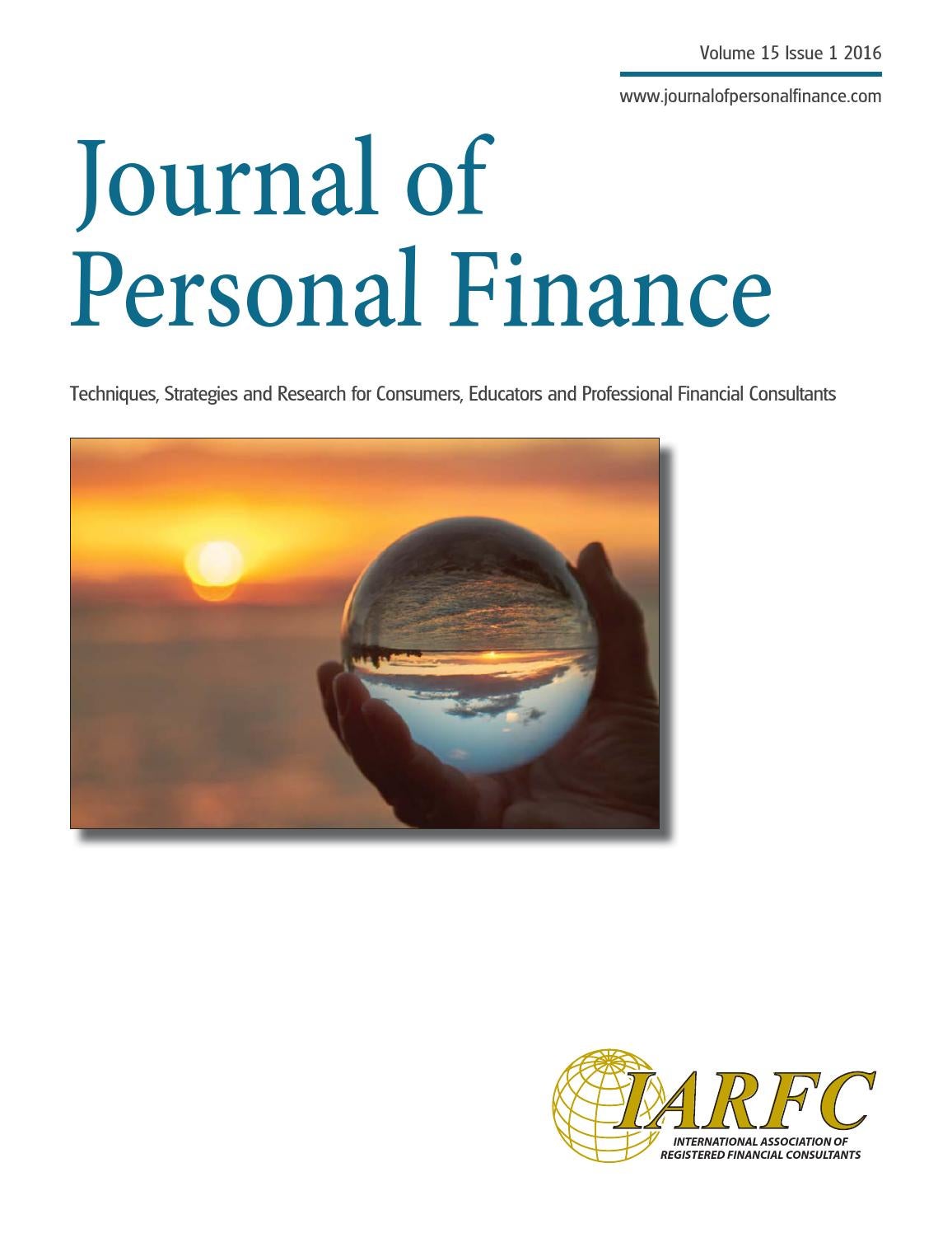Journal of Personal Finance Volume 15, Issue 1 by IARFC - Issuu