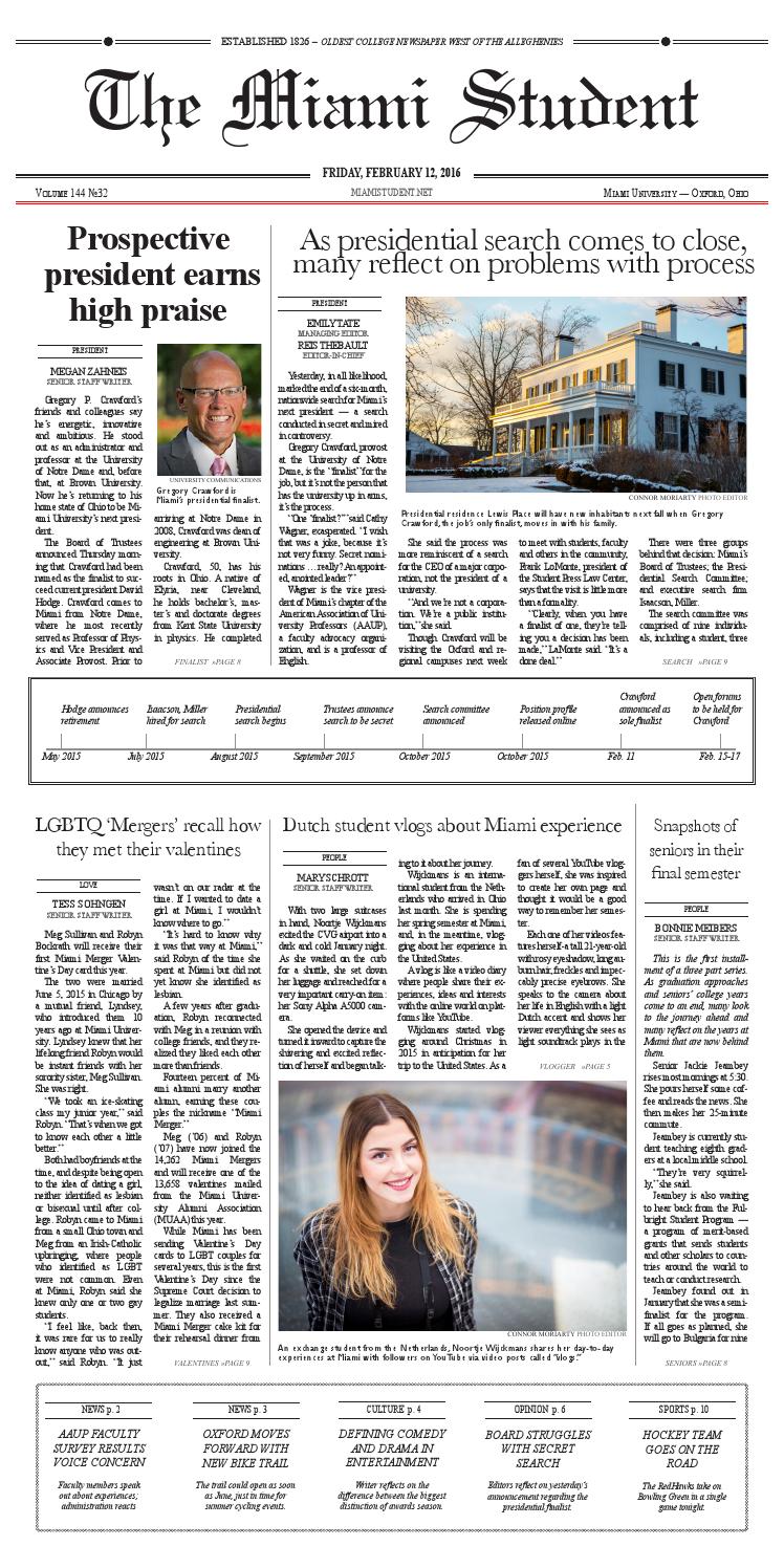 February 12, 2016 | The Miami Student by The Miami Student - Issuu