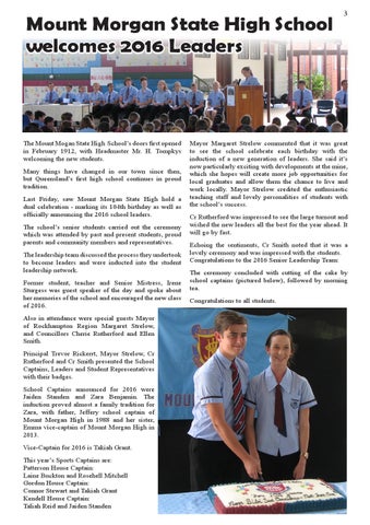 Feb 22 2016 print by Mount Morgan Promotion and Development Inc. - Issuu