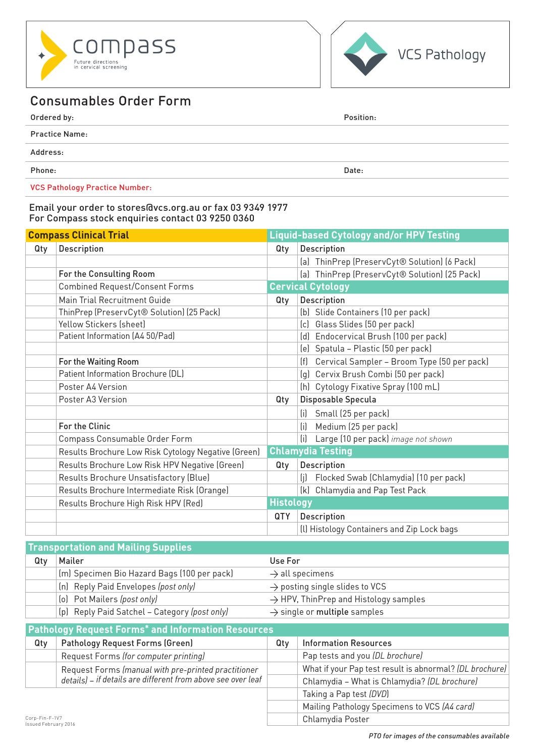 16031 vcs compass consumables form fa03 by Victorian Cytology Service ...