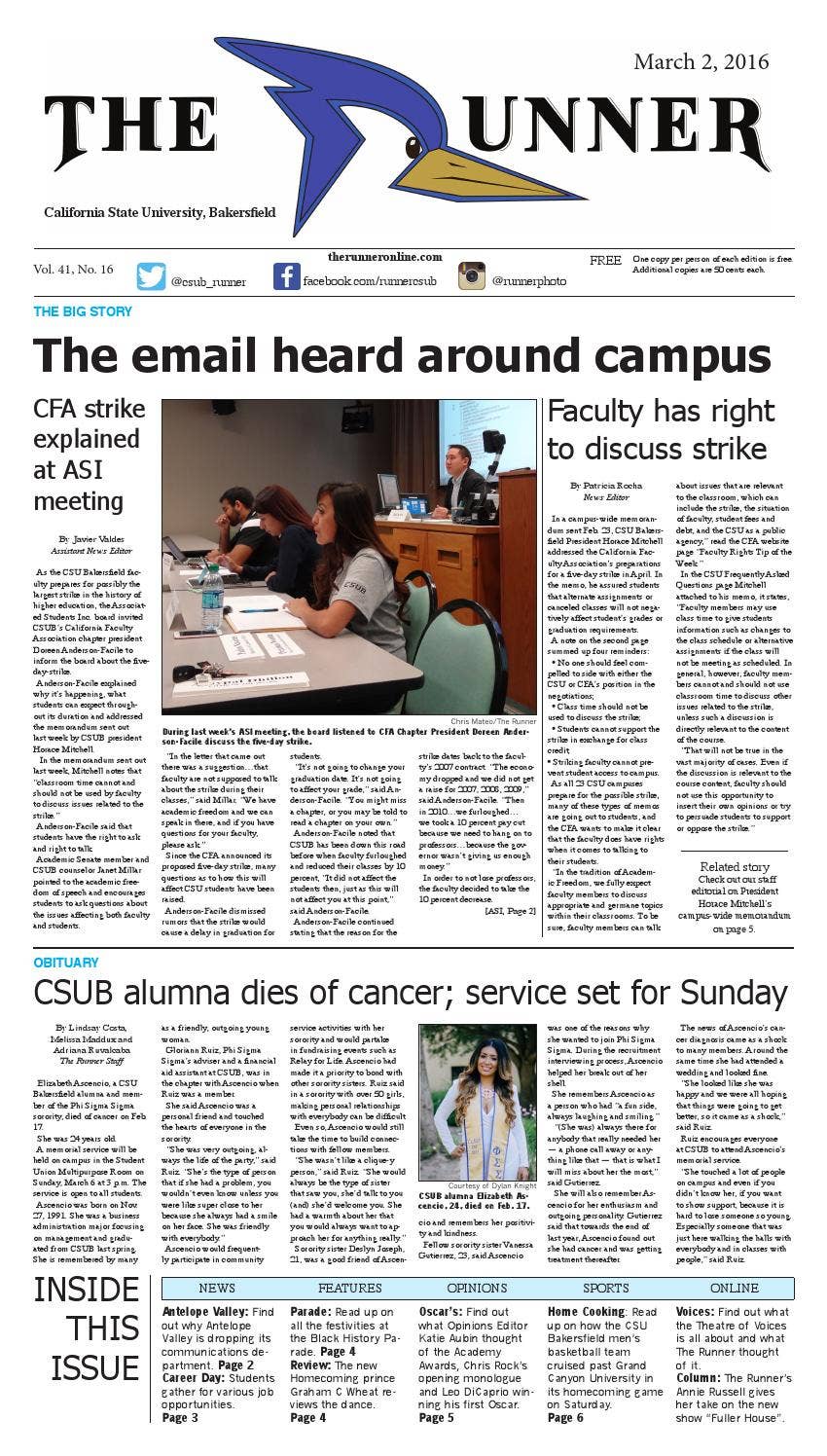The Runner 3-2-2016 by CSUB Runner - Issuu
