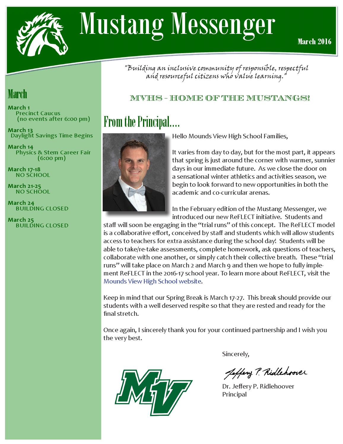 MVHS Mustang Messenger - March 2016 by Mounds View Public Schools - Issuu