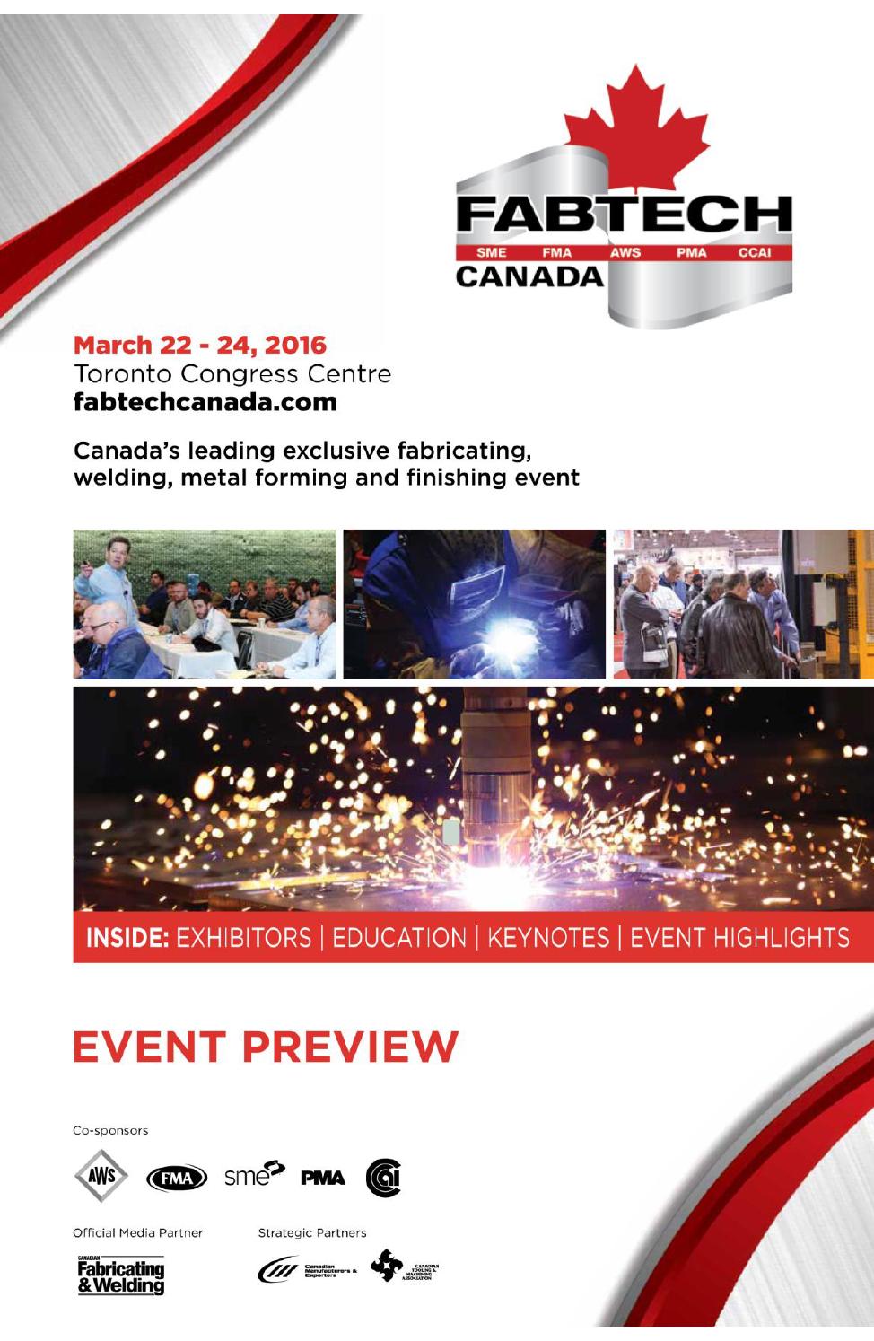 FABTECH Canada 2016: Event Preview by SME Events - Issuu