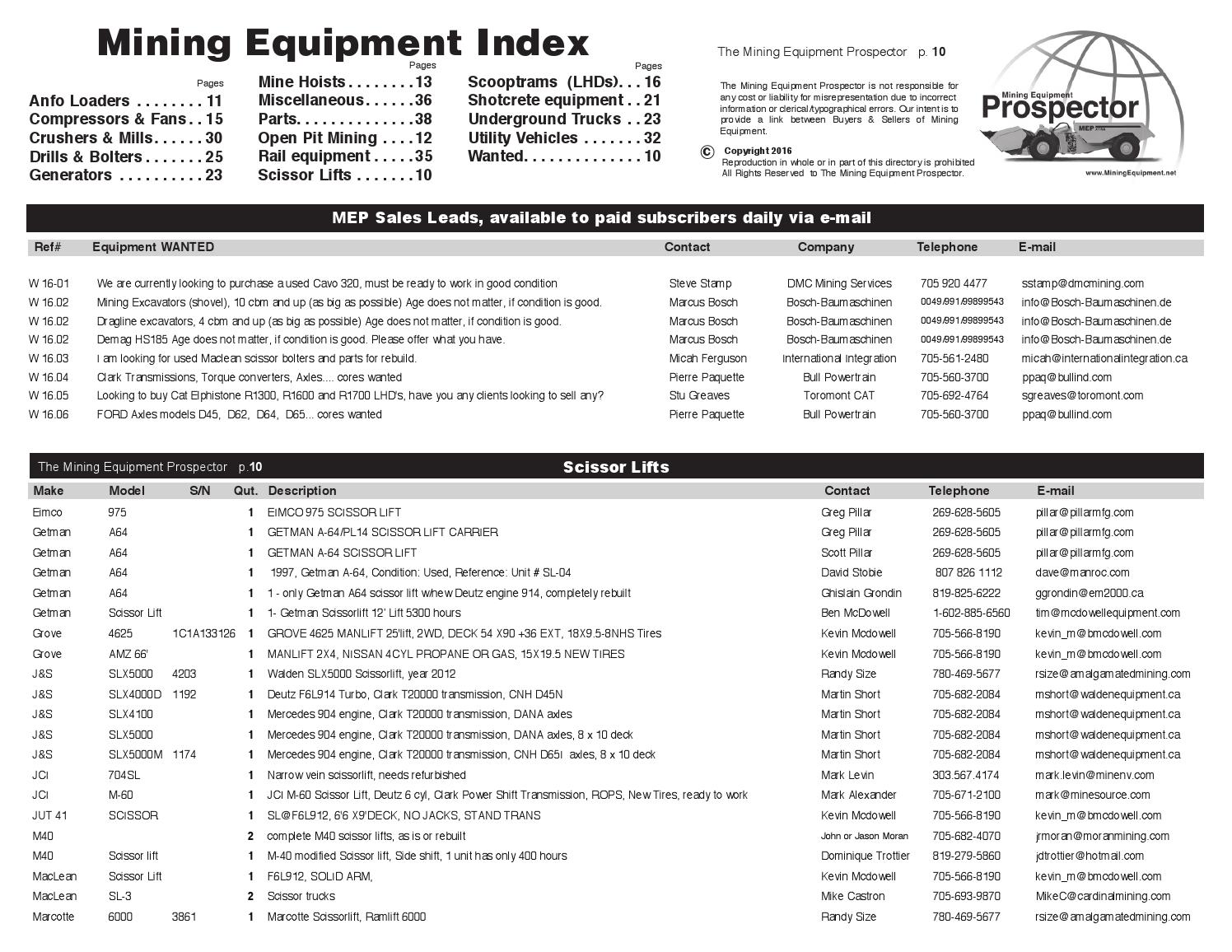 Mining Equipment Buyer's Catalogue by The Mining Equipment Prospector ...