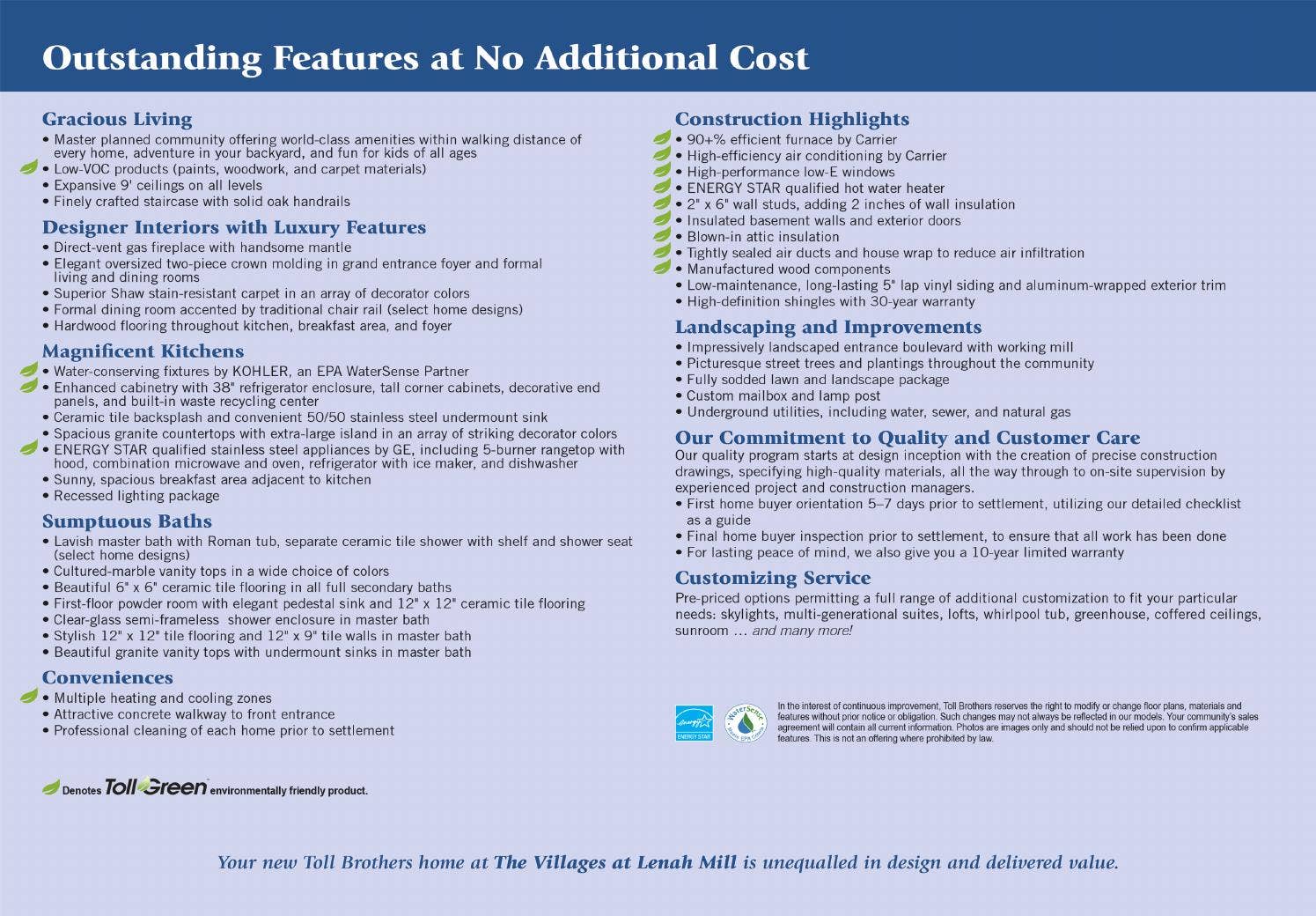 Lenah Mill - The Villages Outstanding Features 2 by Toll Brothers, Inc ...