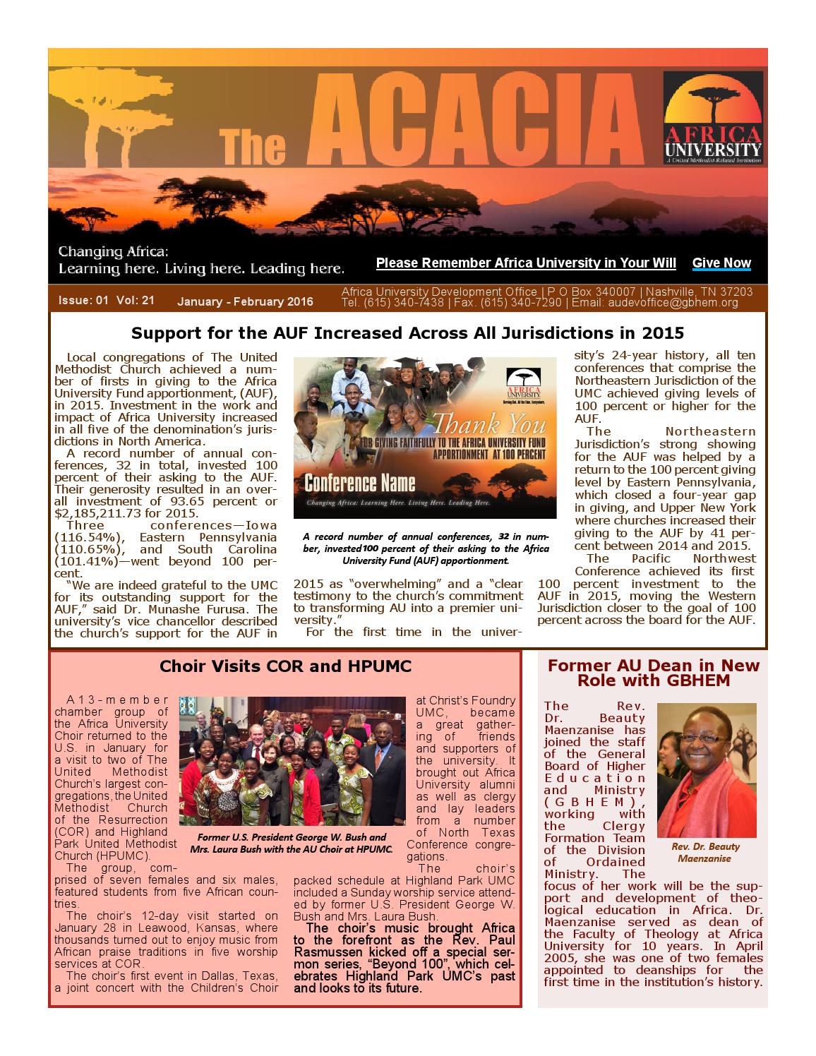 Acacia e-Newsletter - January/February 2016 by Africa University ...