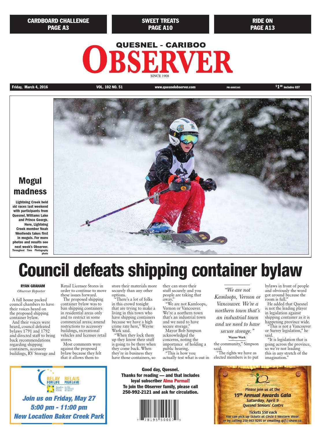 Quesnel Cariboo Observer, March 04, 2016 by Black Press Media Group - Issuu