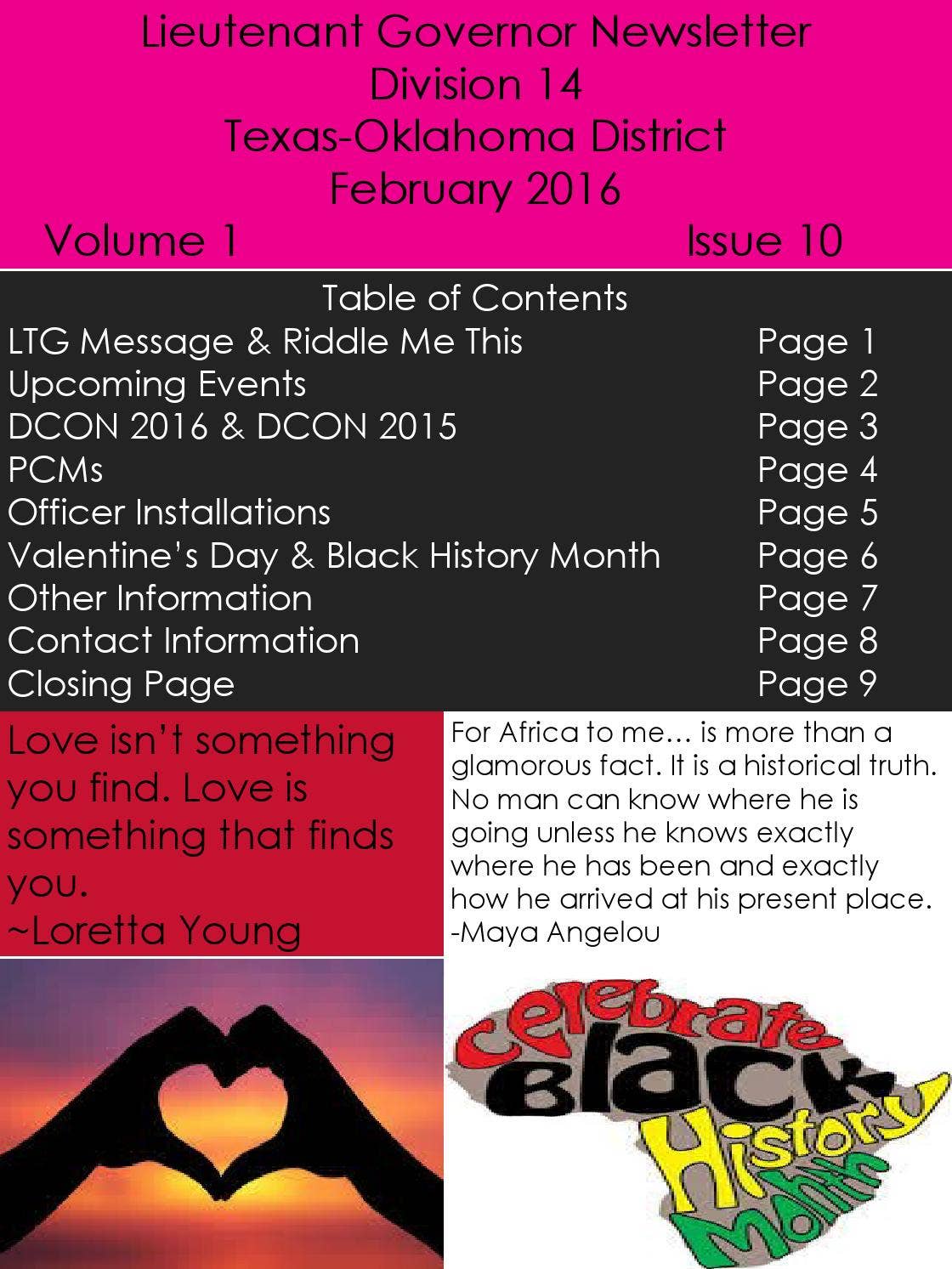 Lieutenant governor newsletter february edition by Division 14 - Issuu
