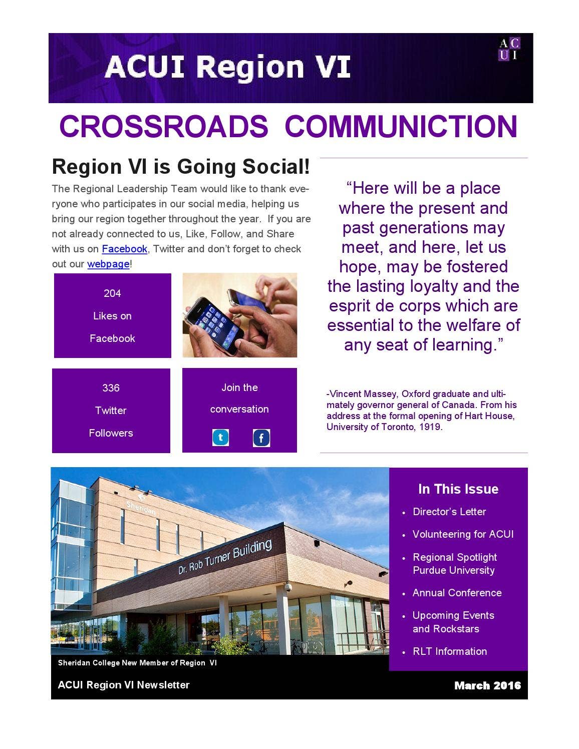 Acui region vi newsletter march 2016 by ACUI Region VI - Issuu
