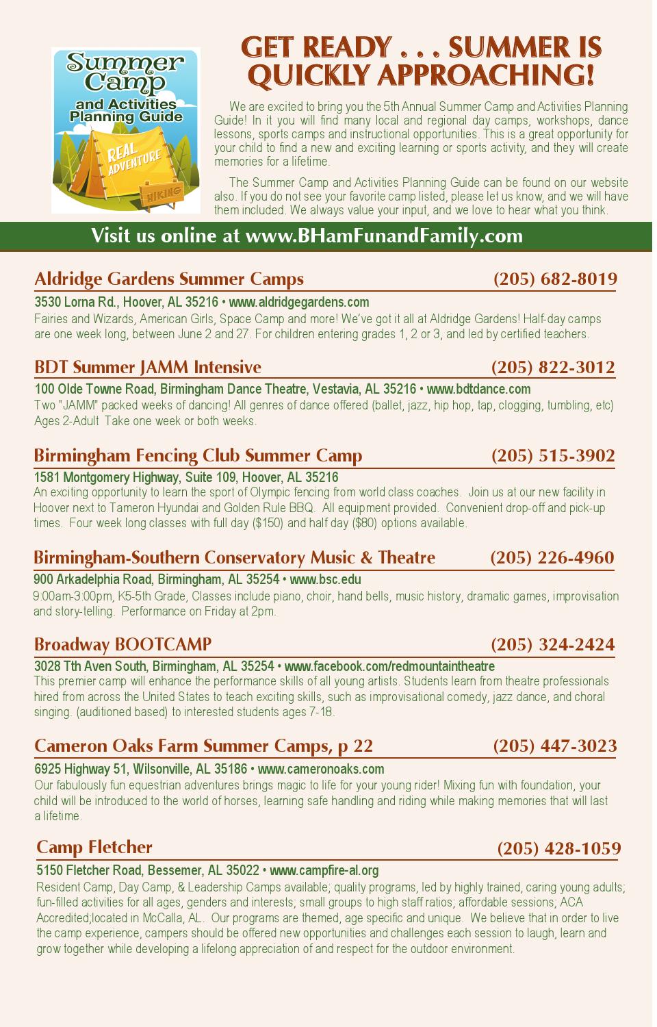 Birmingham Fun and Family Magazine Summer Camp Listing 2016 by JBMC ...