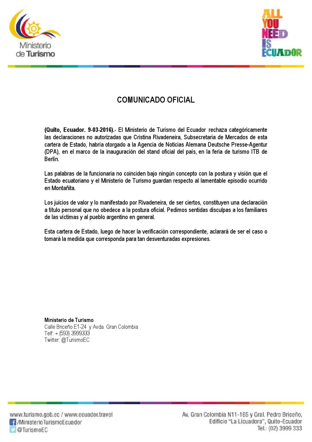 COMUNICADO OFICIAL by TurismoEC - Issuu