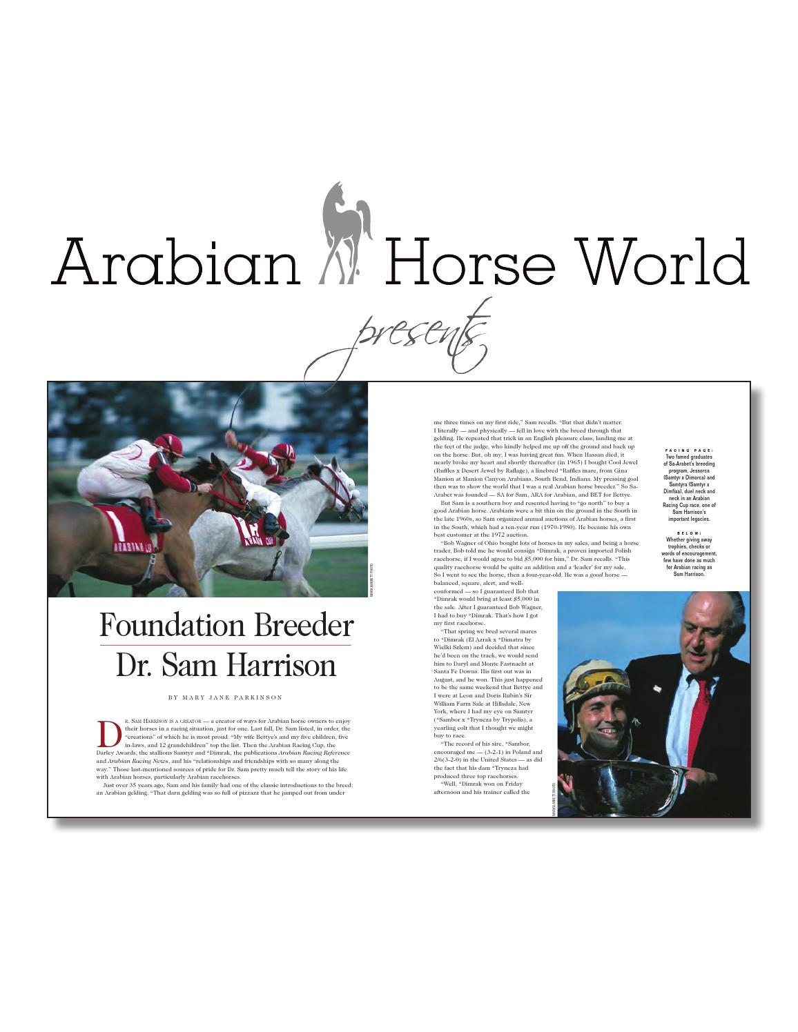 OTW - Foundation Breeder: Dr. Sam Harrison by Arabian Horse World - Issuu