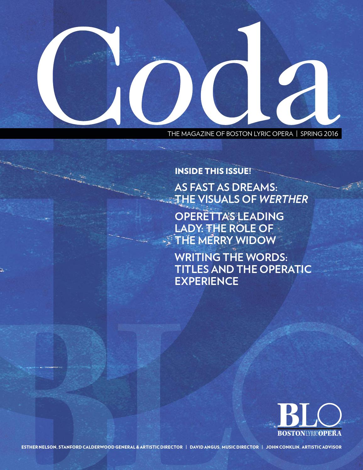Coda | BLO | Spring 2016 by Boston Lyric Opera - Issuu