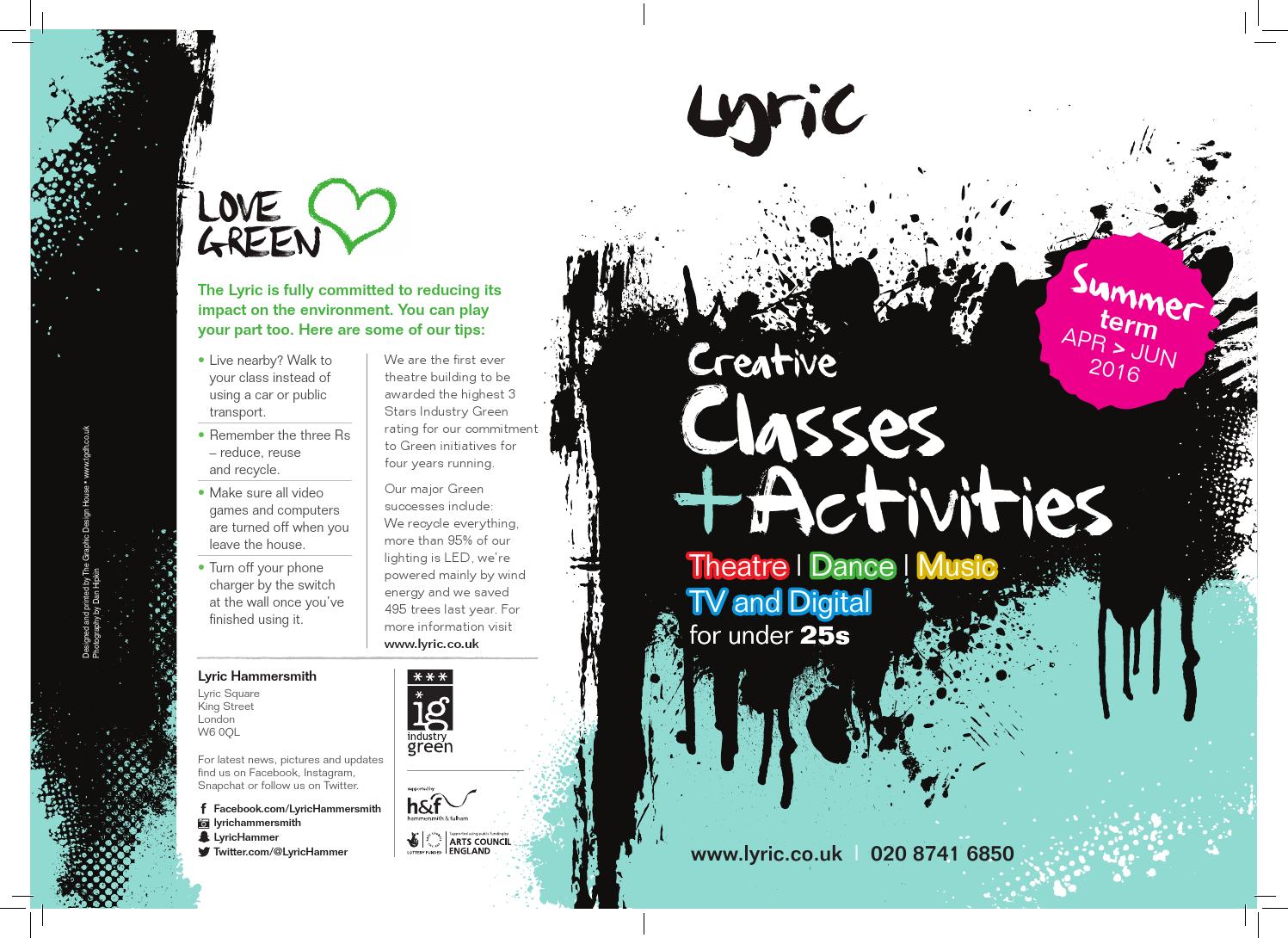 LYC Summer Classes and Activities Brochure by Lyric Hammersmith Theatre ...