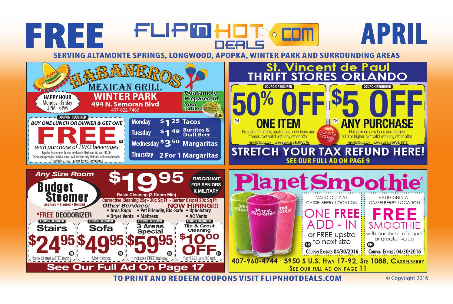 Flip'nHot Deals Coupon Book April 2016 - North Orlando Area by Flip ...